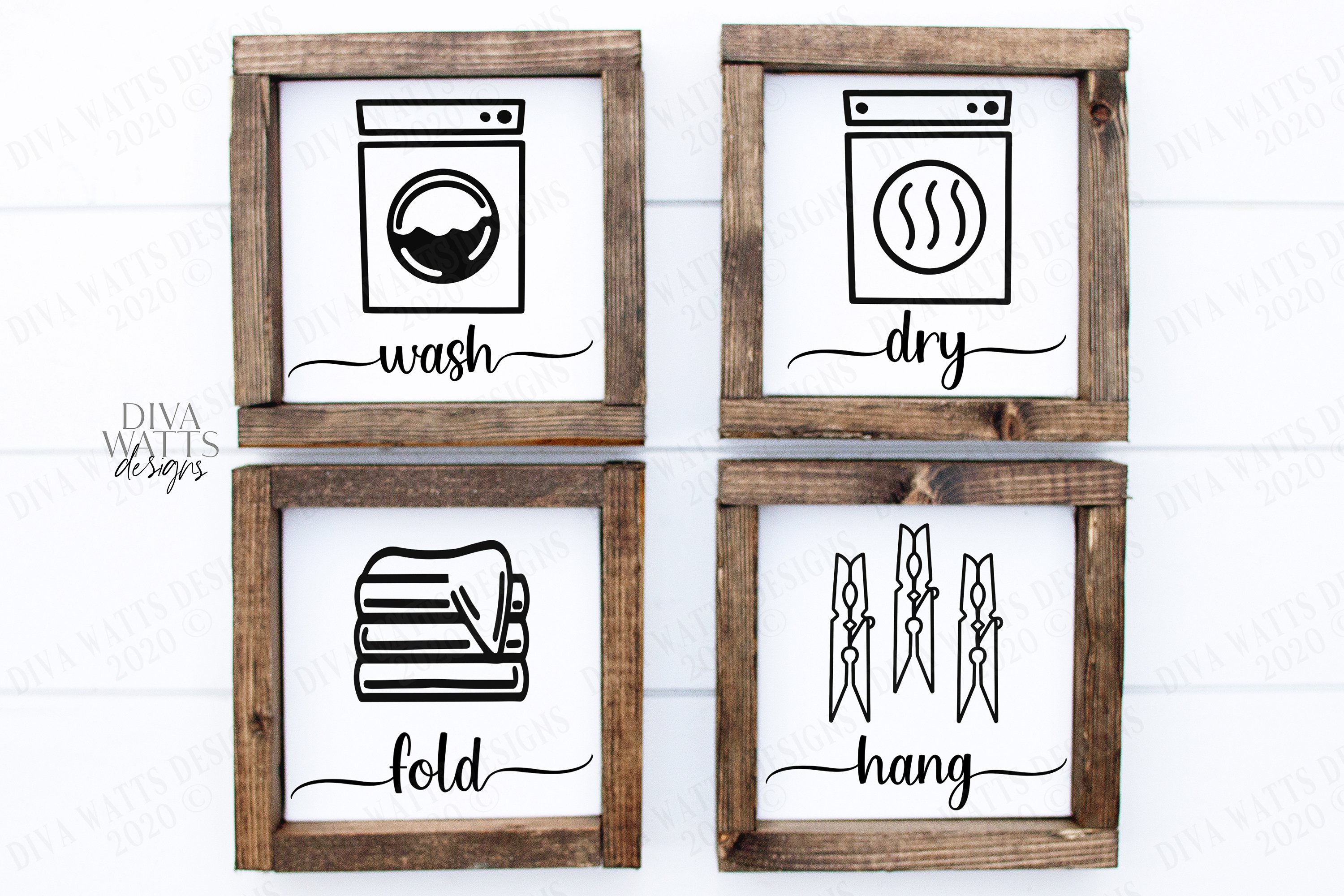 Wash Dry Fold Hang - Laundry Room - SVG Sign Bundle Set of 4 (433242 ...