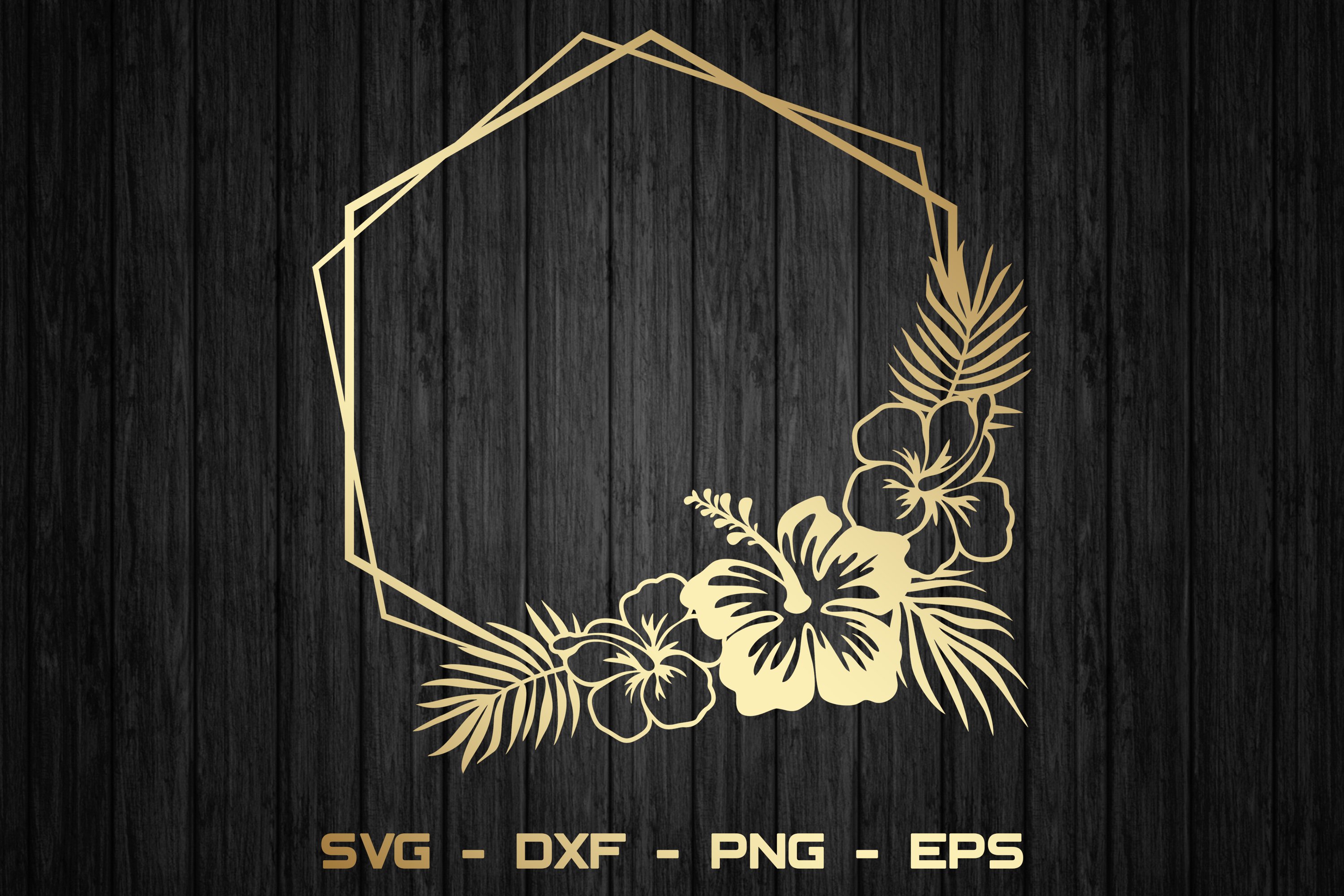 Hexagon hibiscus frame svg, Tropical monogram svg (814471) | Cut Files ...