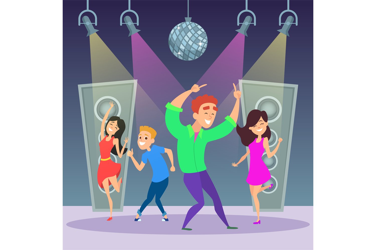 Funny people dancing on dance floor. Disco party (813282 ...
