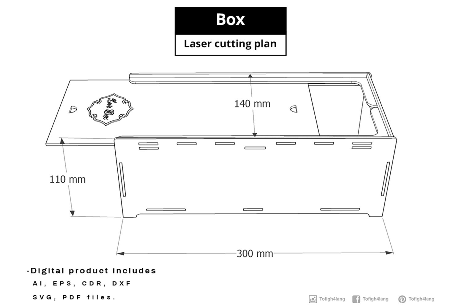 BOX - laser cut file (481327) | Laser Engraving | Design Bundles