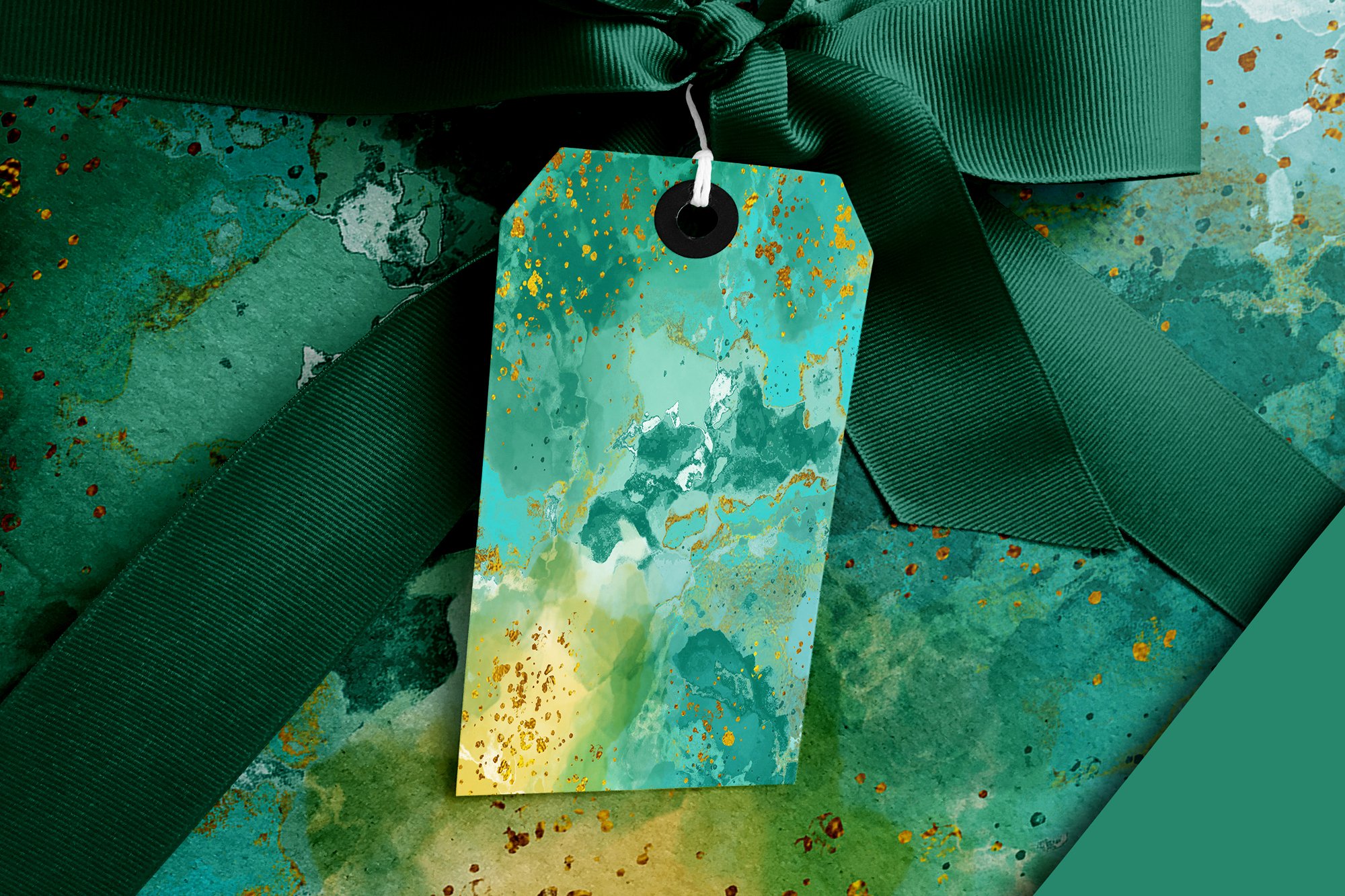 Teal and Gold Watercolor Digital Paper, Alcohol ink paper (891747 ...
