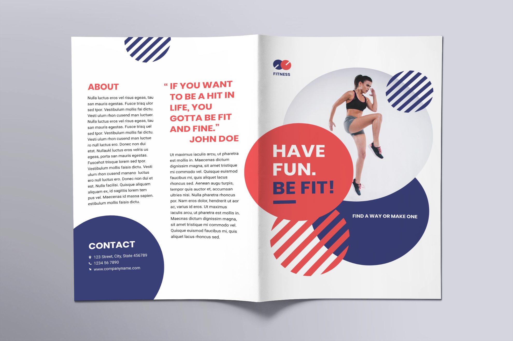 Fitness Trainer Coach Brochure Bifold (441221) | Brochures | Design Bundles