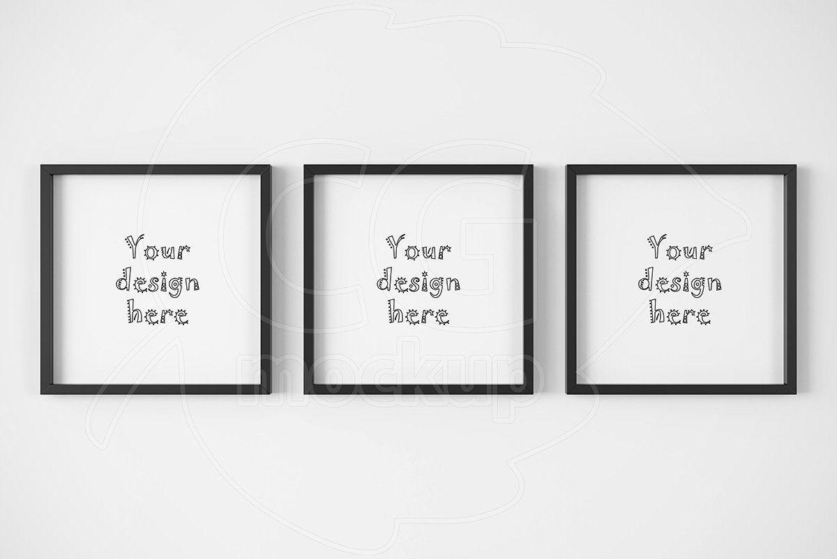 Kit x3 basic square frames mockup (136530) | Mockups | Design Bundles