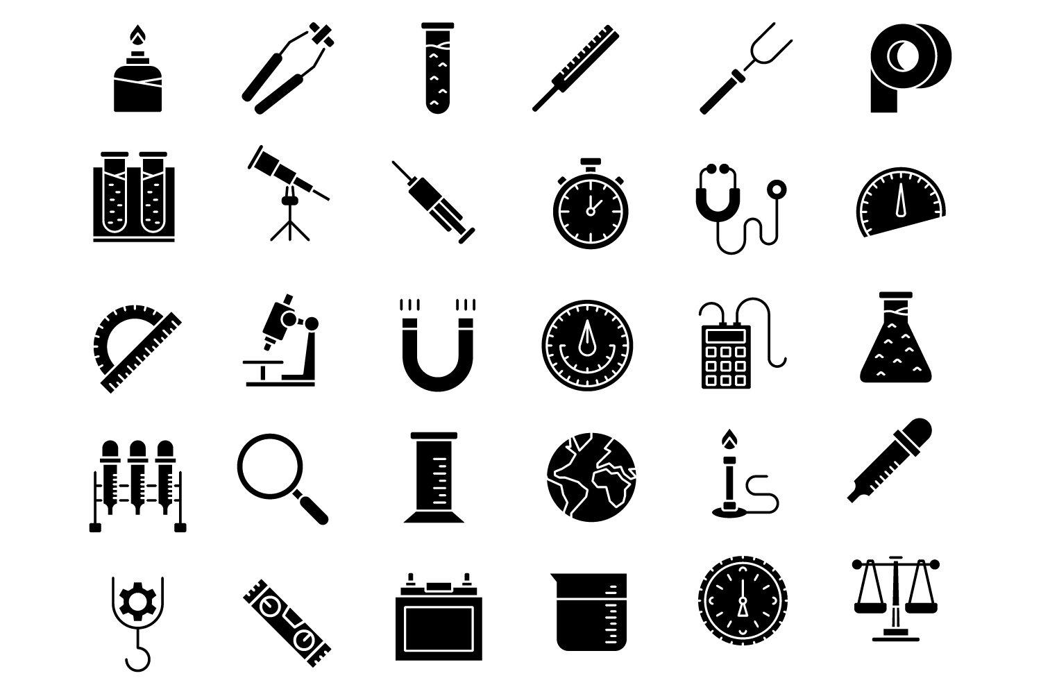 Laboratory equipment solid icons set (156701) | Icons | Design Bundles