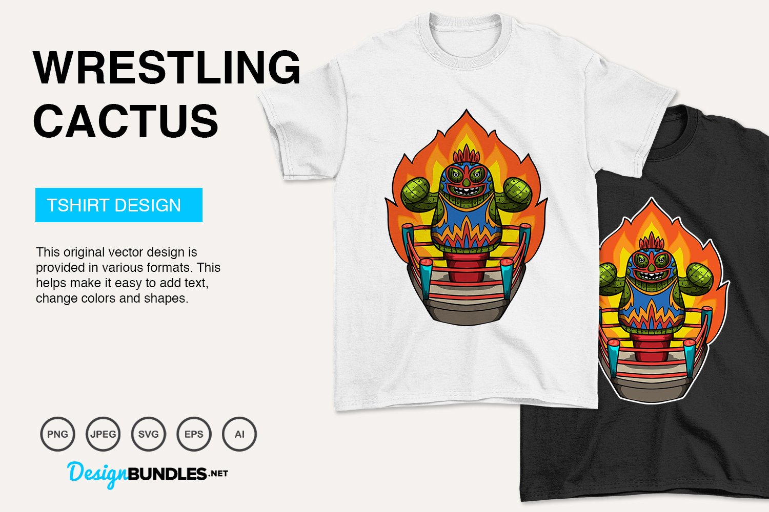 Wrestling Cactus Vector Illustration