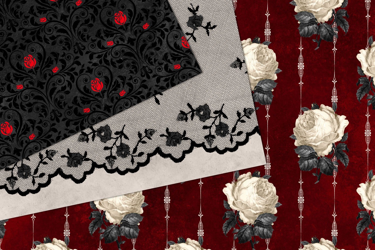 Gothic Rose Digital Paper (108202) | Patterns | Design Bundles