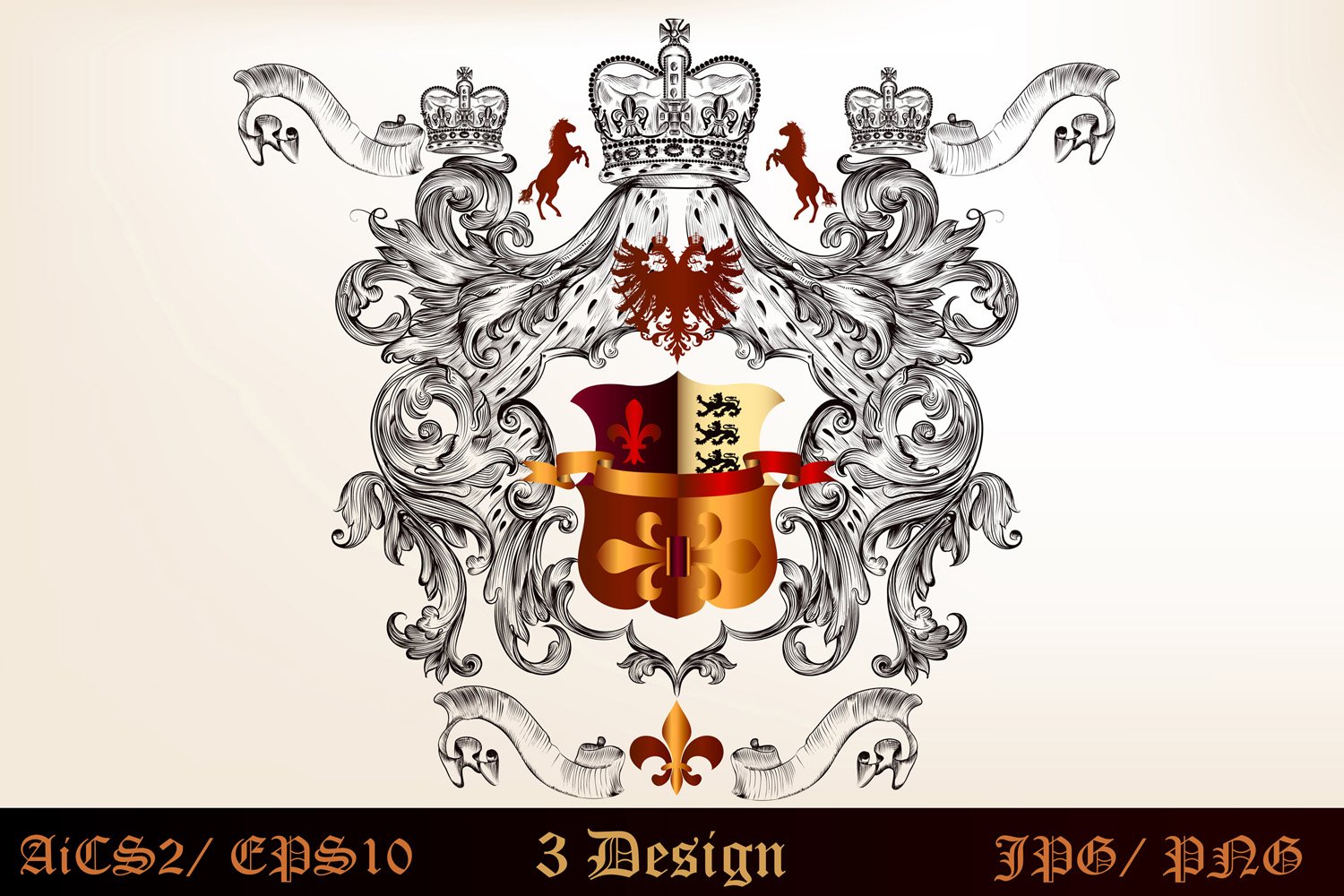 Heraldic bundle of detailed of shields (96380) | Illustrations | Design ...