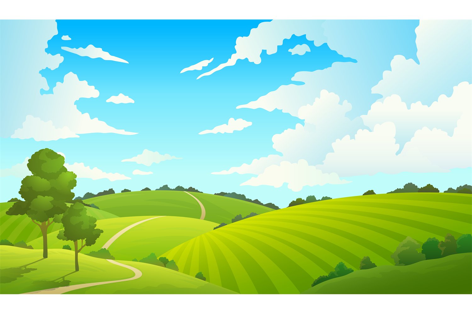 Summer field landscape. Nature hills fields blue sky clouds (780187 ...