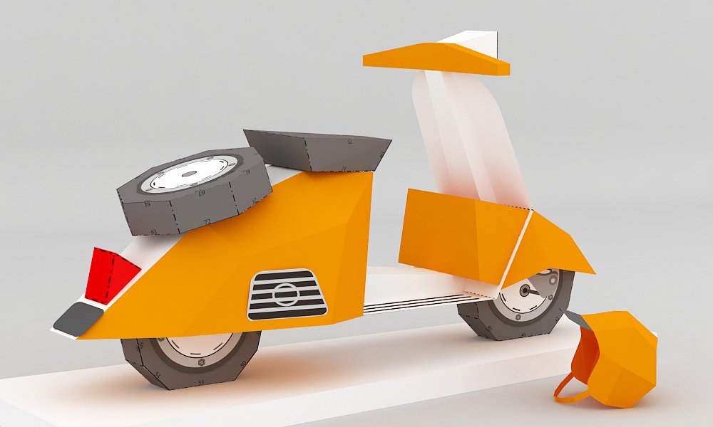 DIY Paper Scooter - 3d papercraft (23148) | Printables | Design Bundles