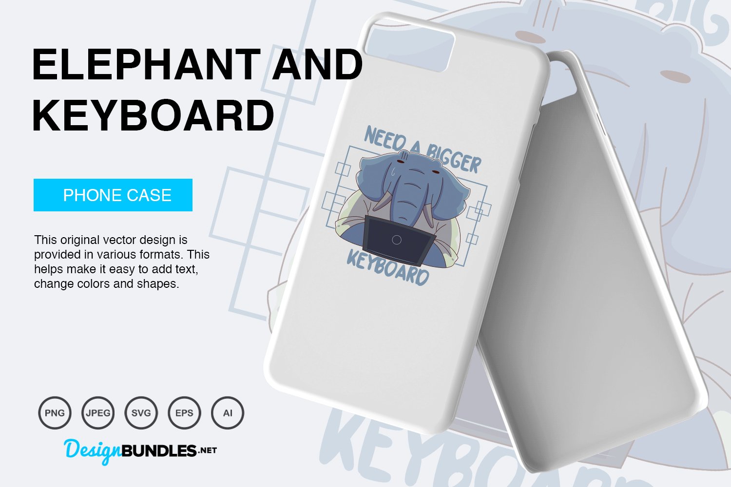 Elephant and Keyboard Vector Illustration