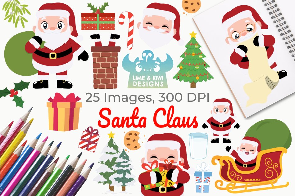 Santa Claus Clipart, Instant Download Vector Art, Commercial (347094 ...