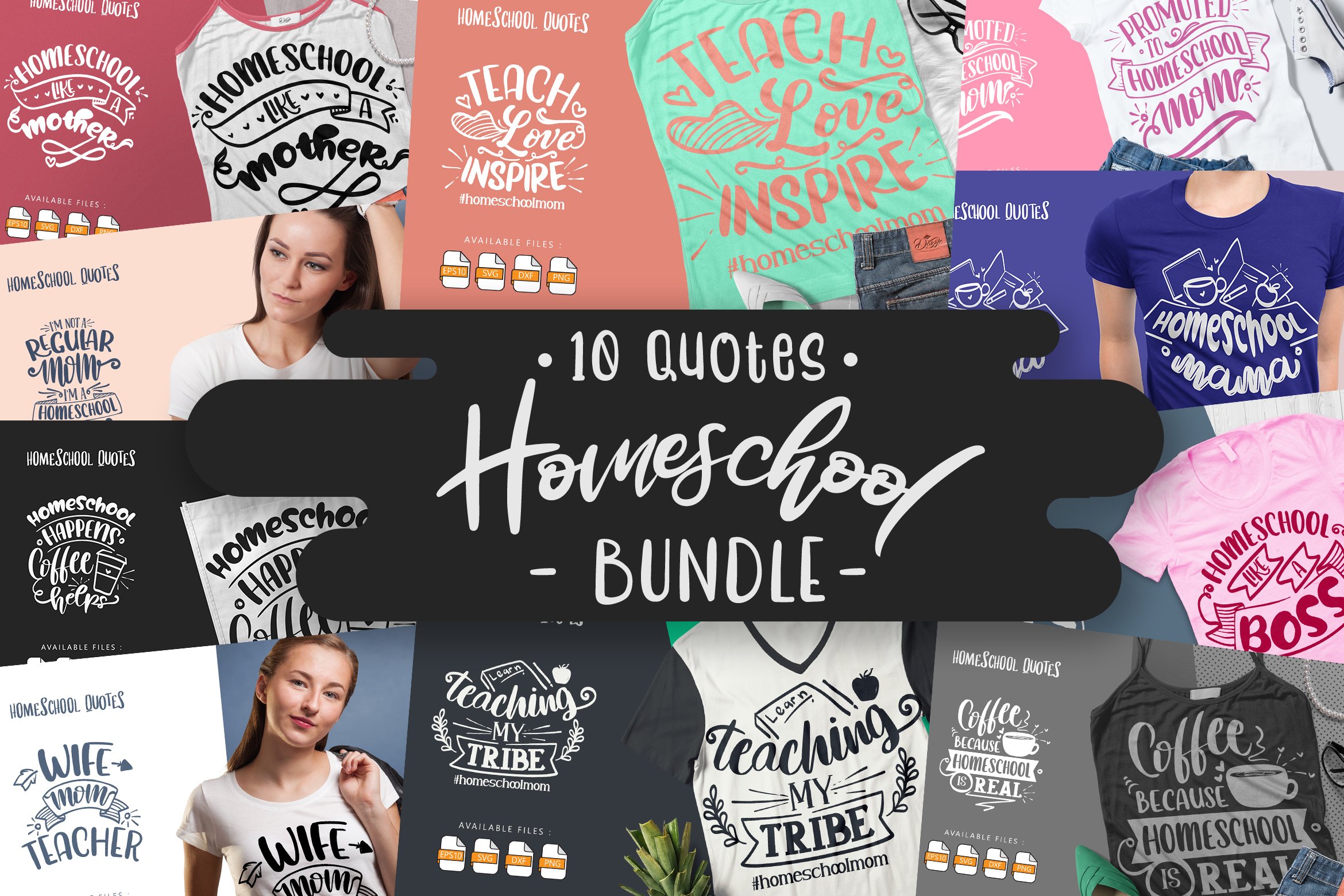 10 Homeshool Bundle | Lettering Quotes (1099377) | SVGs | Design Bundles