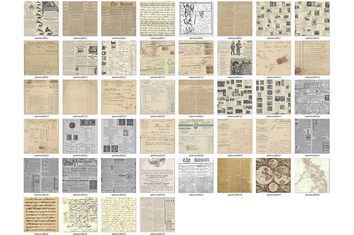 Antique Paper Ephemera (267218) | Textures | Design Bundles