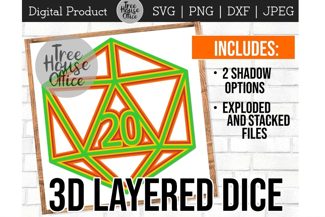 3D Layered Dice Cut File, Layered DND Dice, D20 GlowForge (1089550 ...