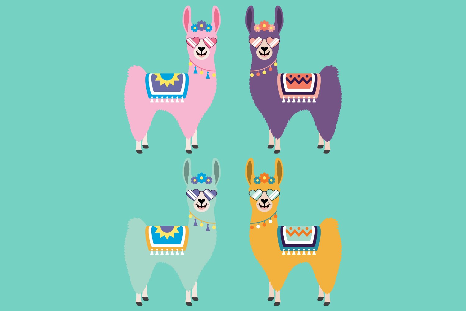 Llama Clipart Super Bundle, Fun Cacti, PNG, JPEG, EPS (378961 ...