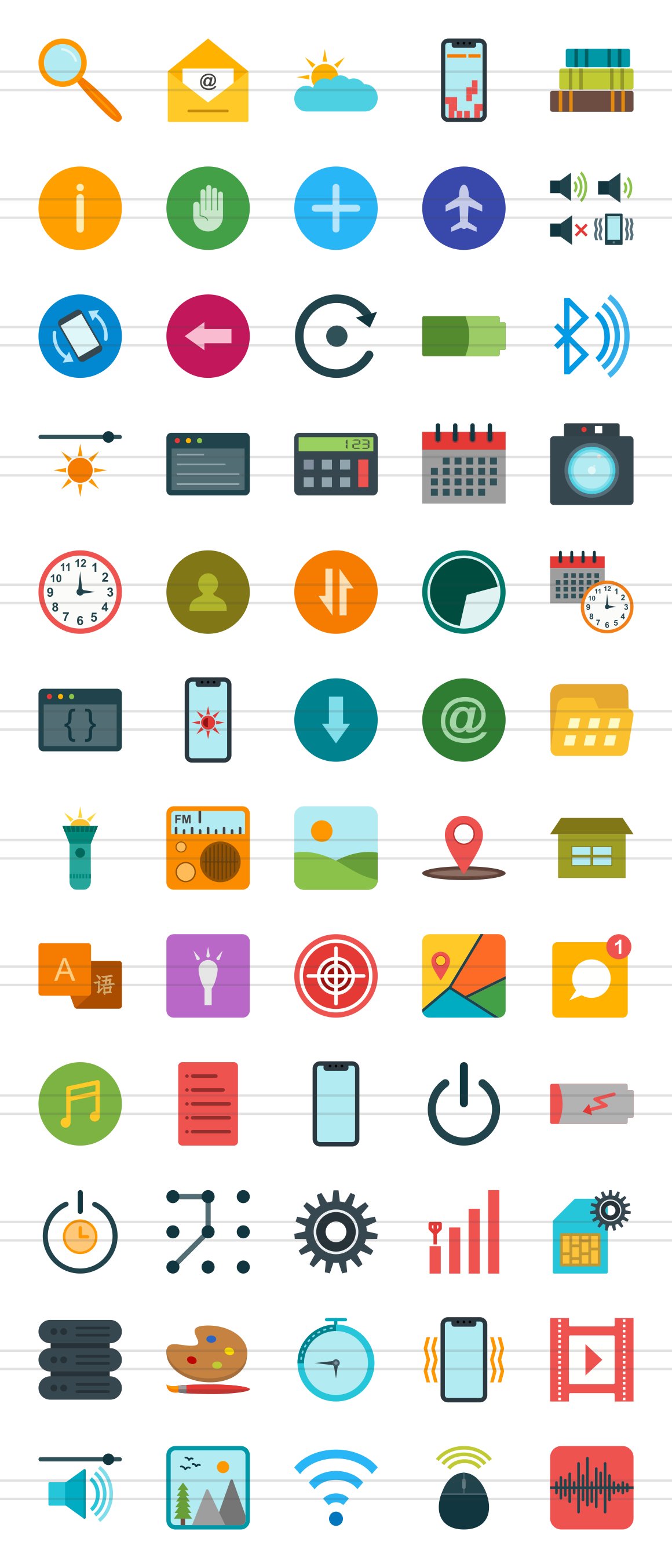 110 Mobile Apps Flat Multicolor Icons Season II (651702) | Icons ...