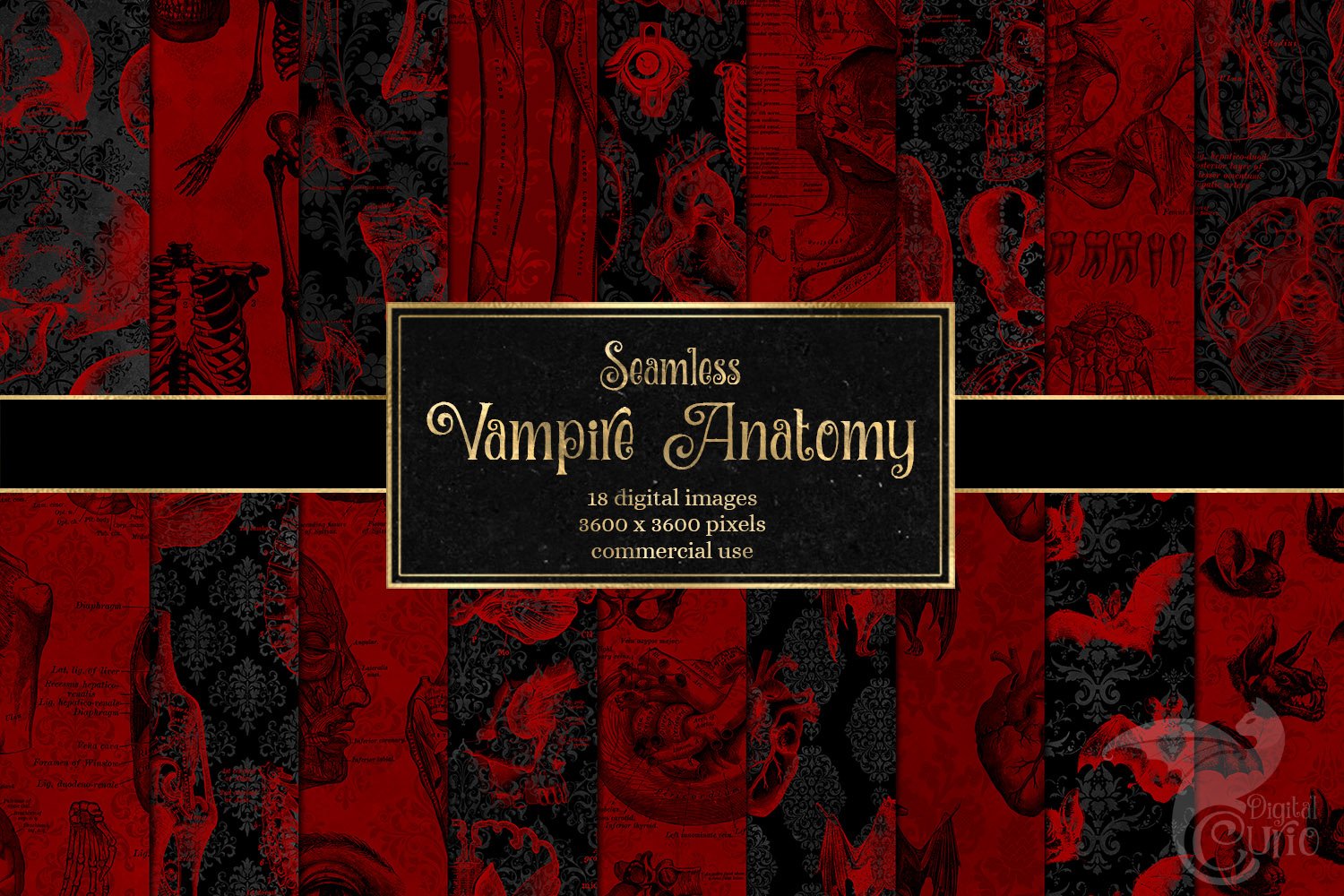 Vampire Anatomy Digital Paper (362691) | Illustrations | Design Bundles