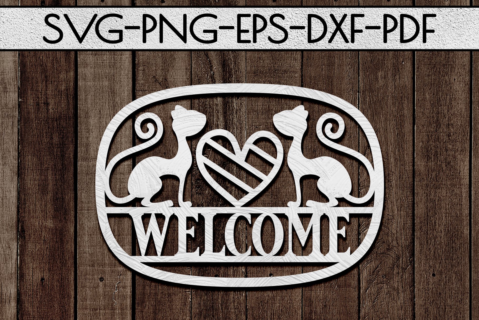 Welcome Cat Sign Papercut Template, Cat House Decor SVG, DXF (228467 ...