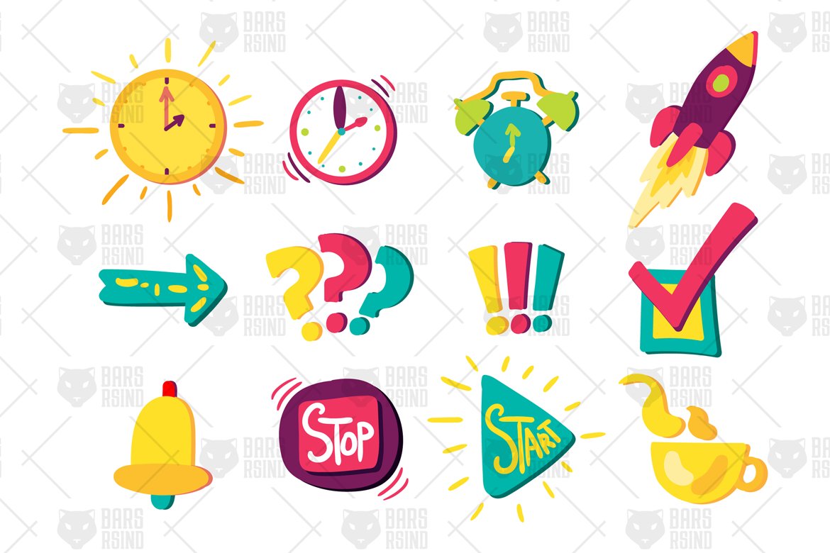 Time Management Signs Set (136529) | Icons | Design Bundles