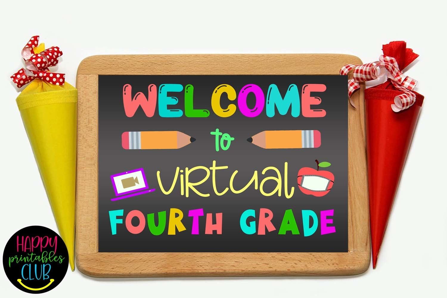 Chalkboard Welcome to Virtual Fourth Grade Sign- First Day (867374 ...