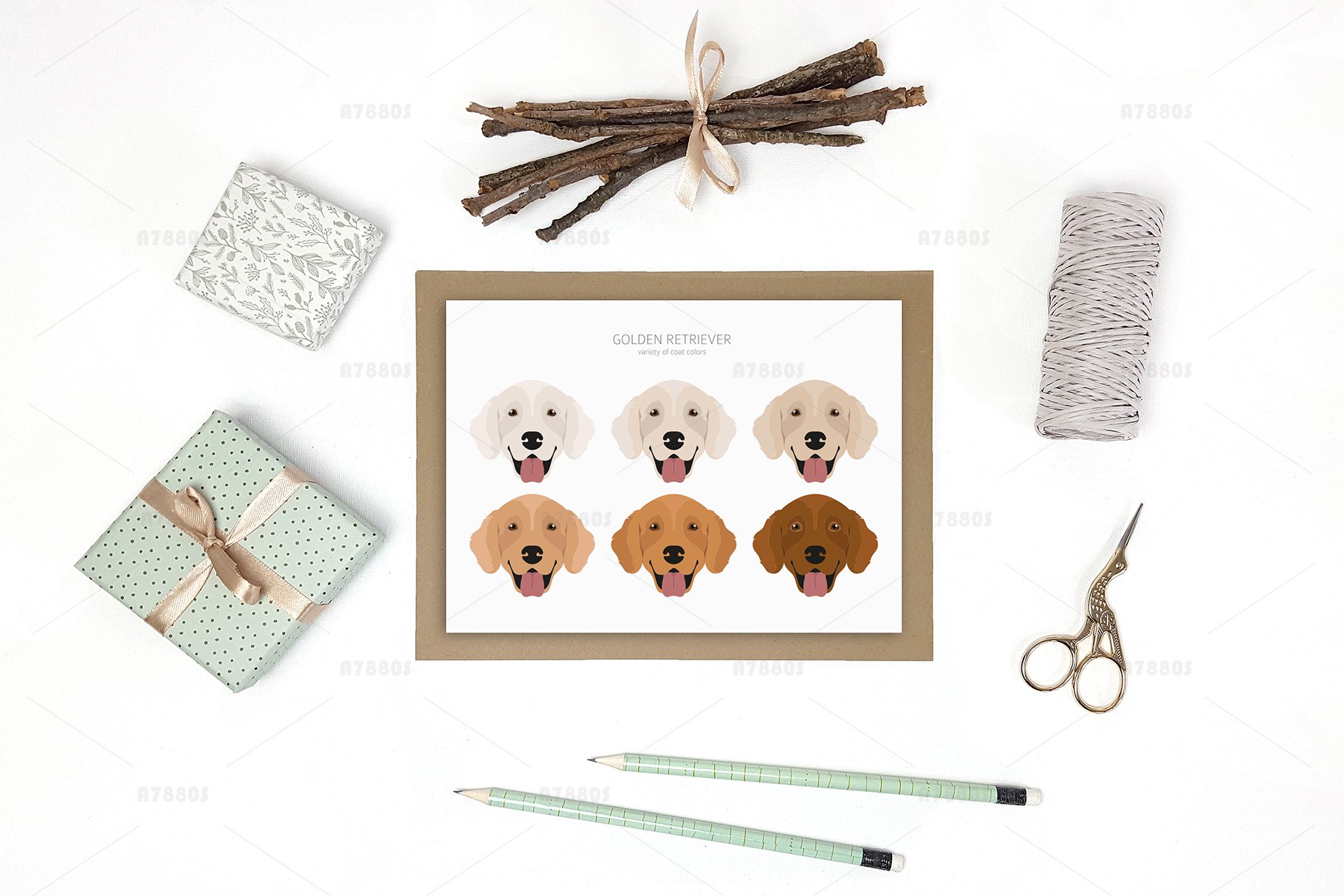 Golden retriever clipart (1137828) | Illustrations | Design Bundles