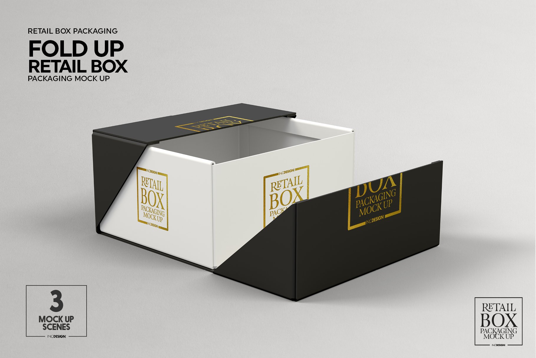 Fold Up Retail Box Packaging Mockup (212521) | Branding | Design Bundles