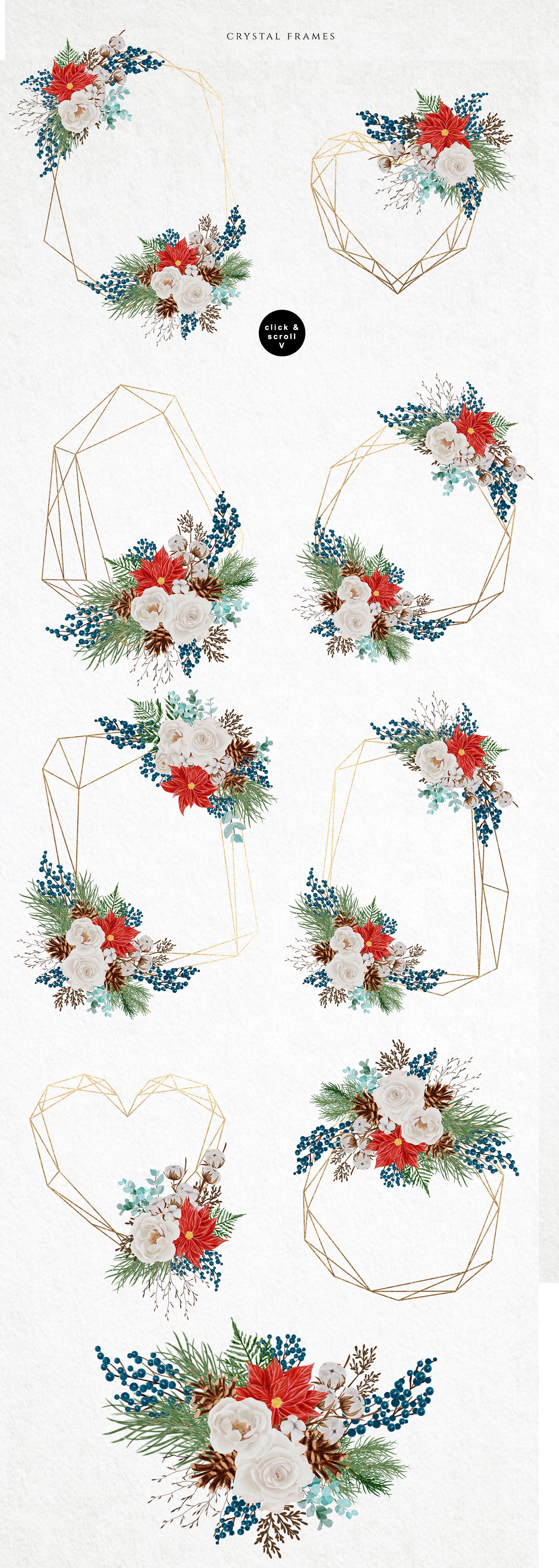 Winter Flower Watercolor Clipart (880125) | Illustrations | Design Bundles