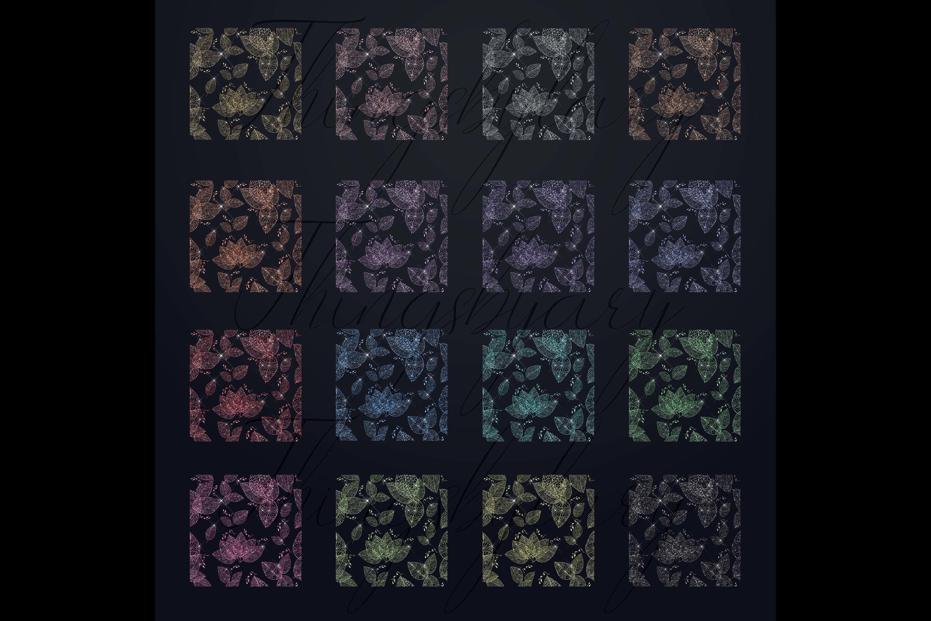 16 Seamless Glitter Leaves Photo Card Overlay Digital Images (273311 ...