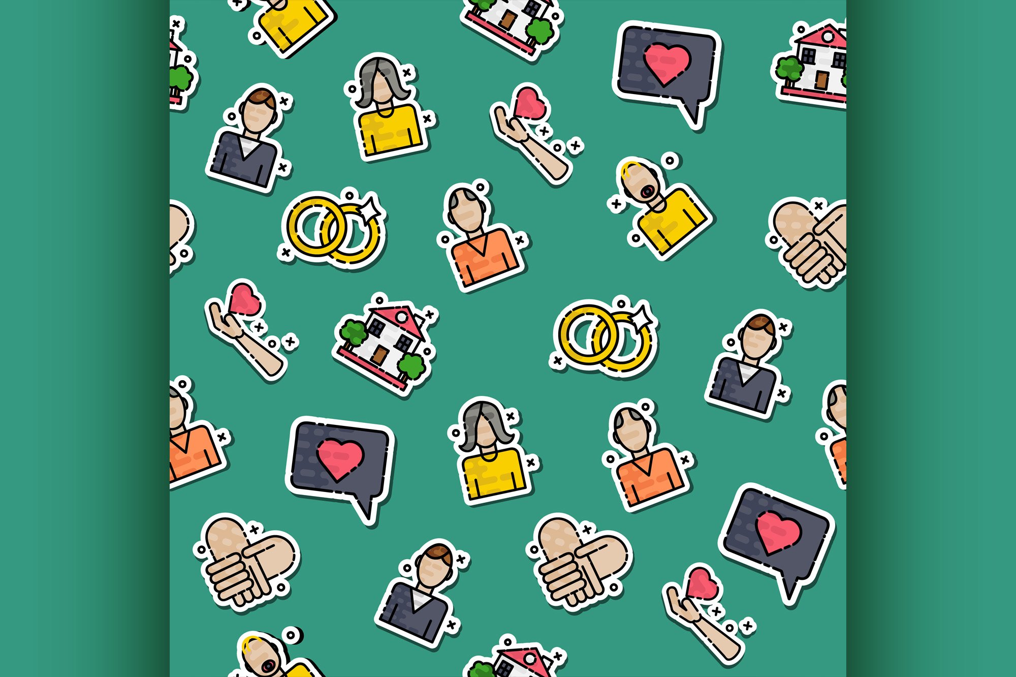 Colored family pattern (679106) | Illustrations | Design Bundles