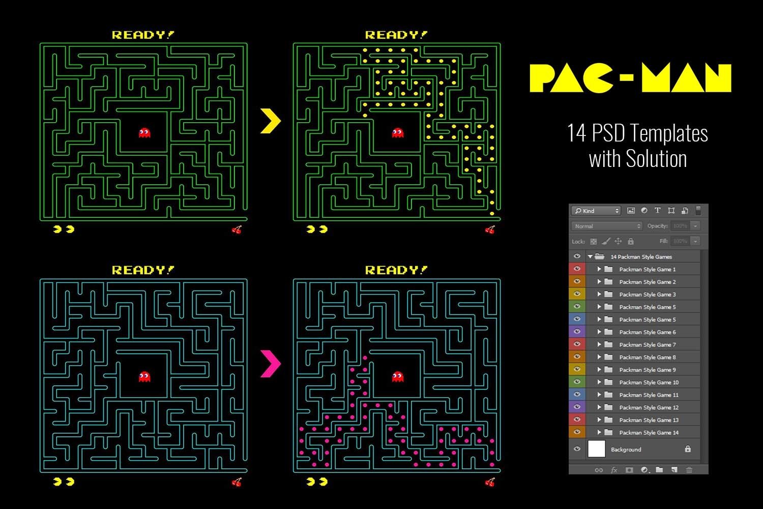 14 PACMAN Games - PSD Templates with Solution (374506) | Apps | Design ...