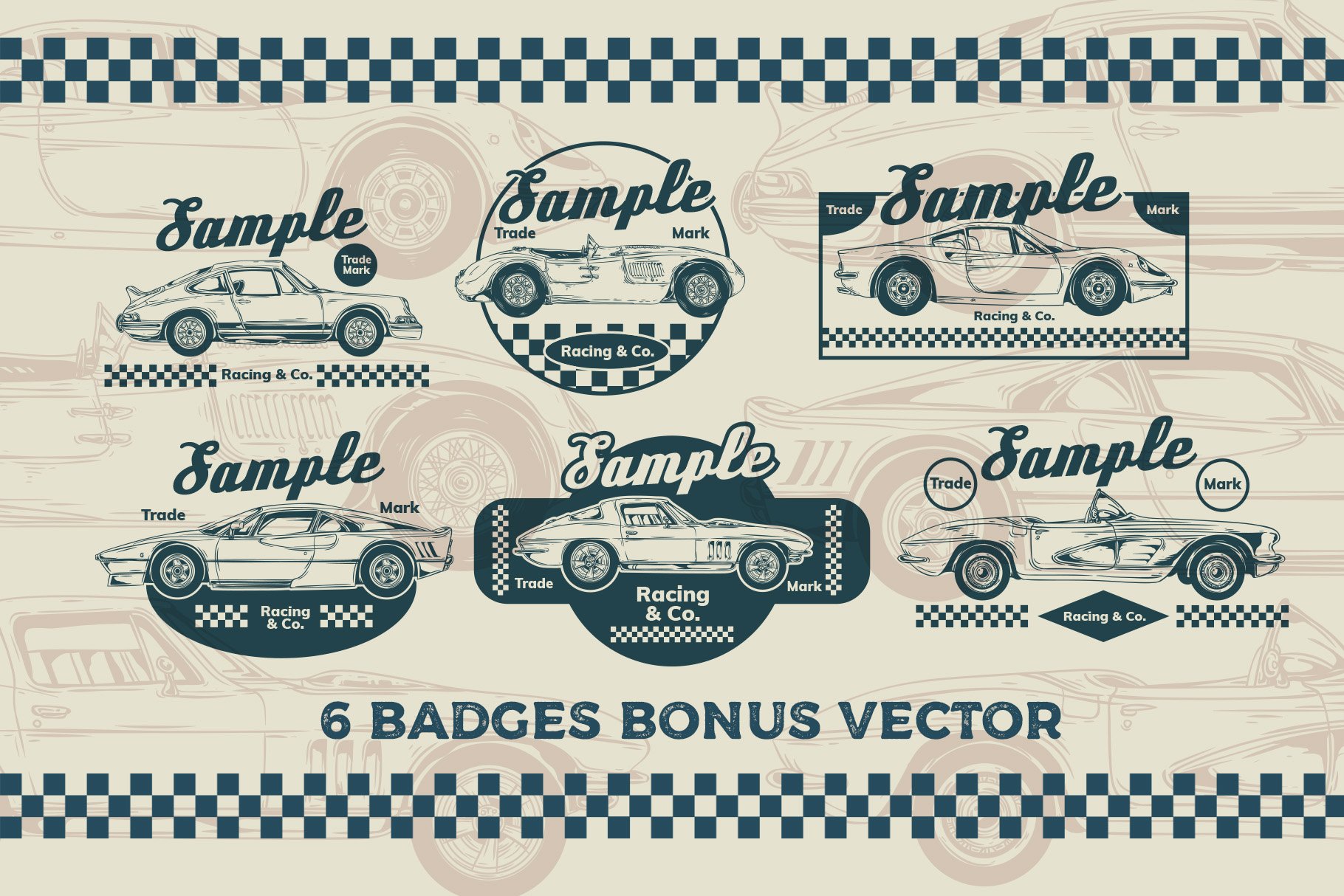 Classic Racing Car Vector (684894) | Illustrations | Design Bundles