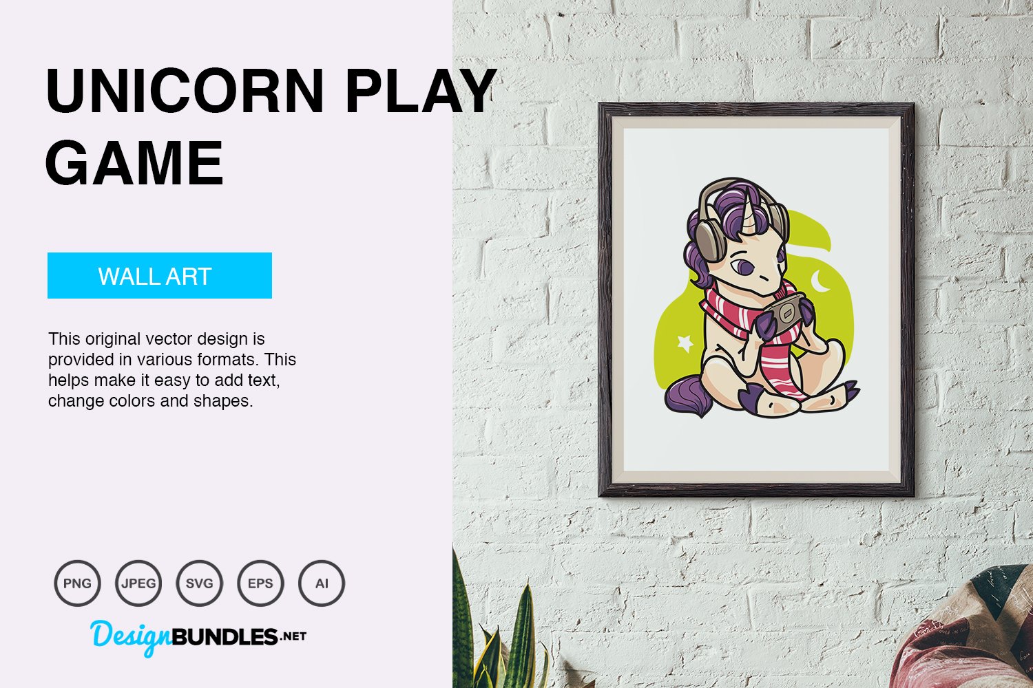 Unicorn Play Game Vector Illustration