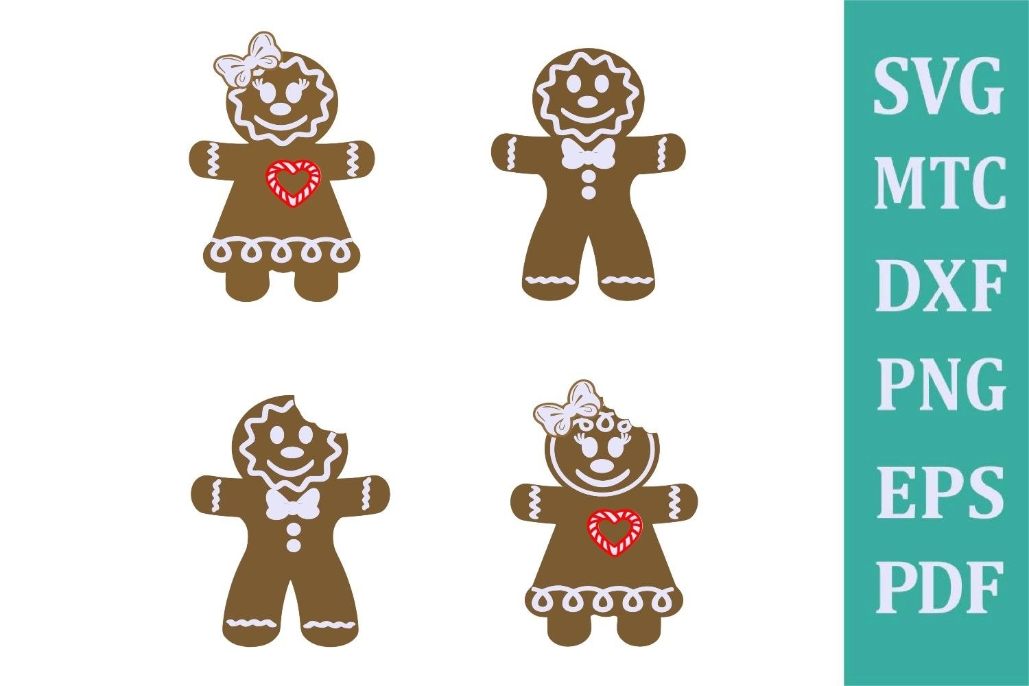 Christmas Gingerbread Cookie MINI BUNDLE 8 SVG Cut FileS (263370 ...