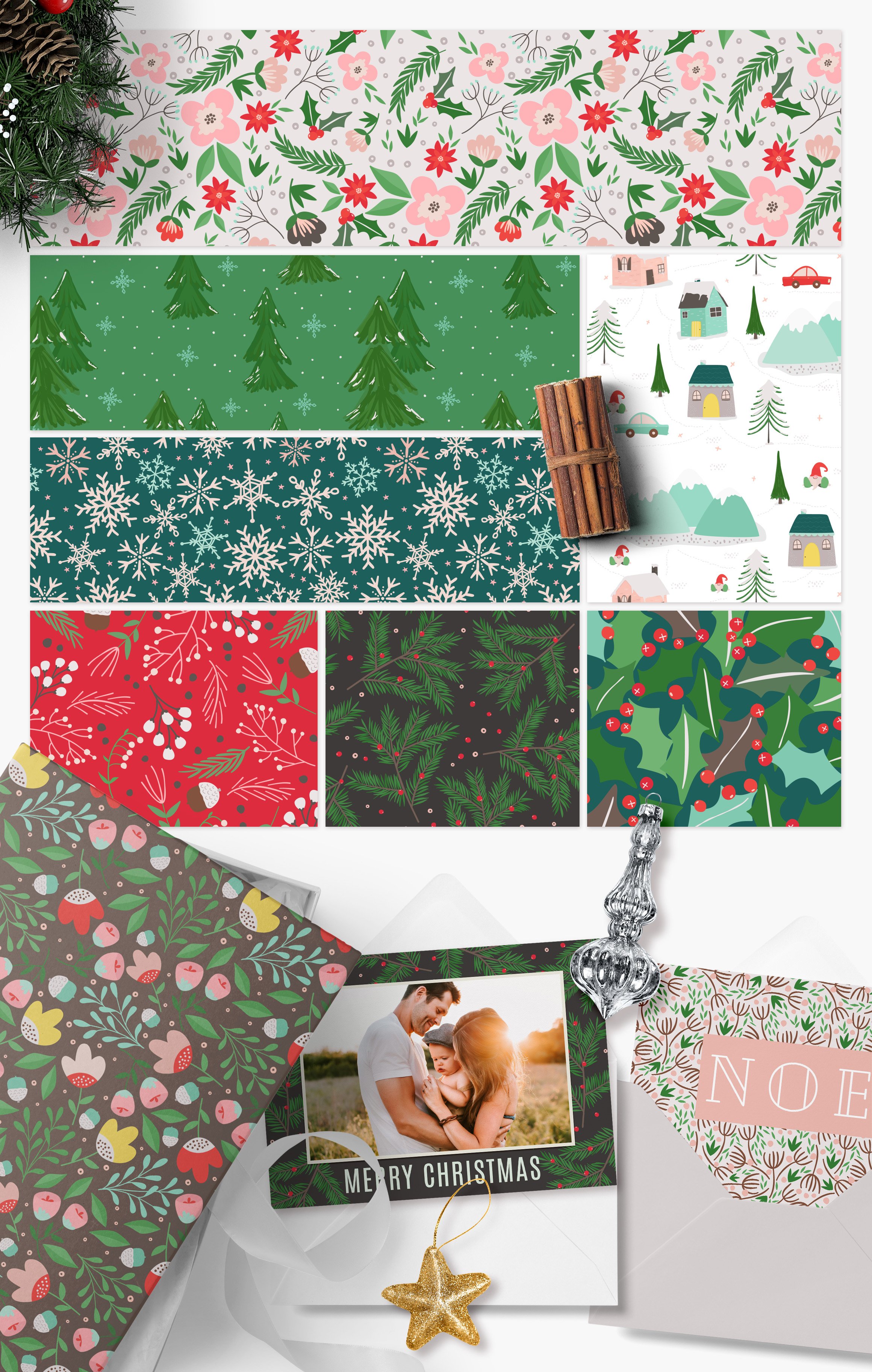 Winter Village Seamless Patterns