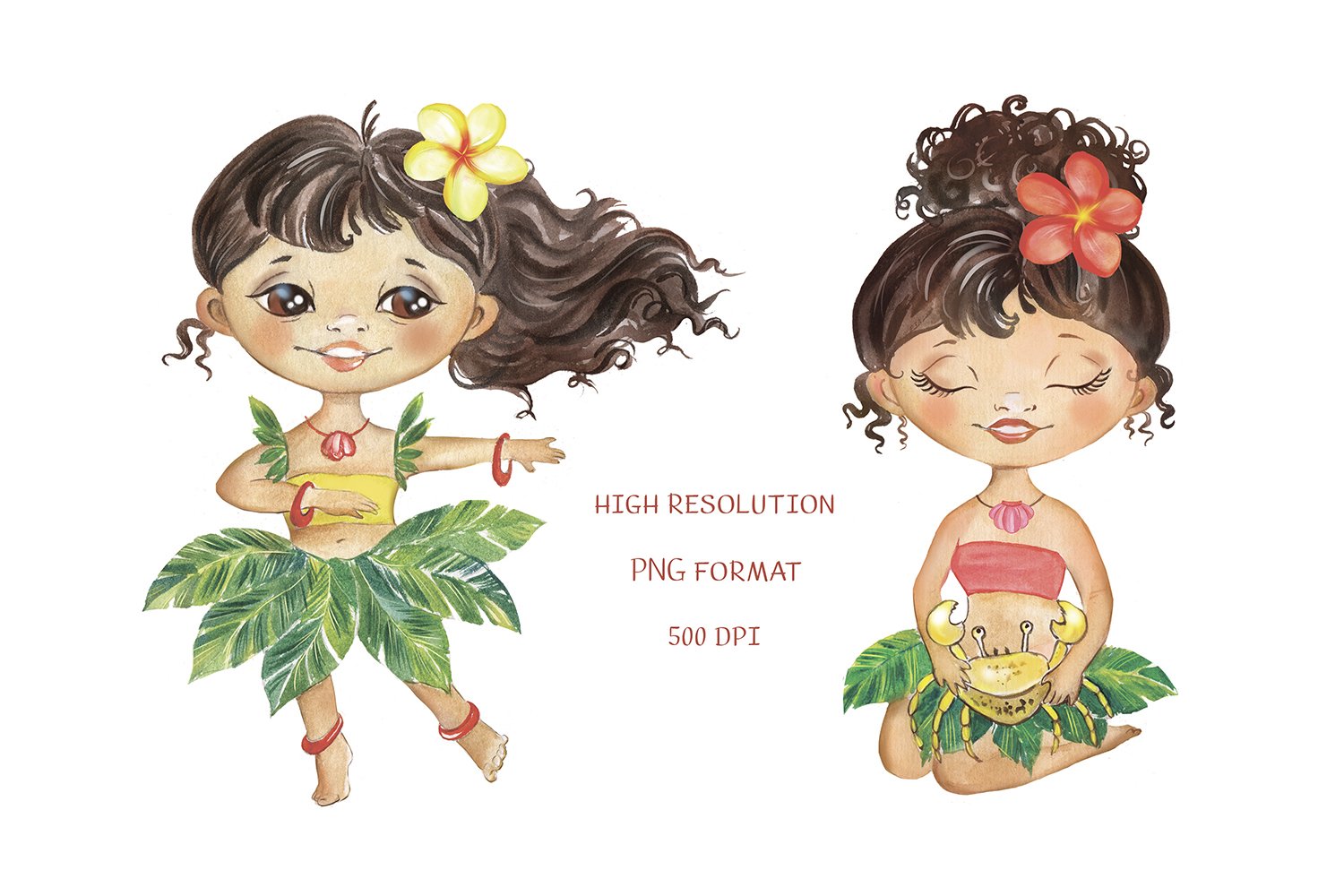 Watercolor Tropical clipart, Tropical clipart, Hawaiian girl (648076 ...
