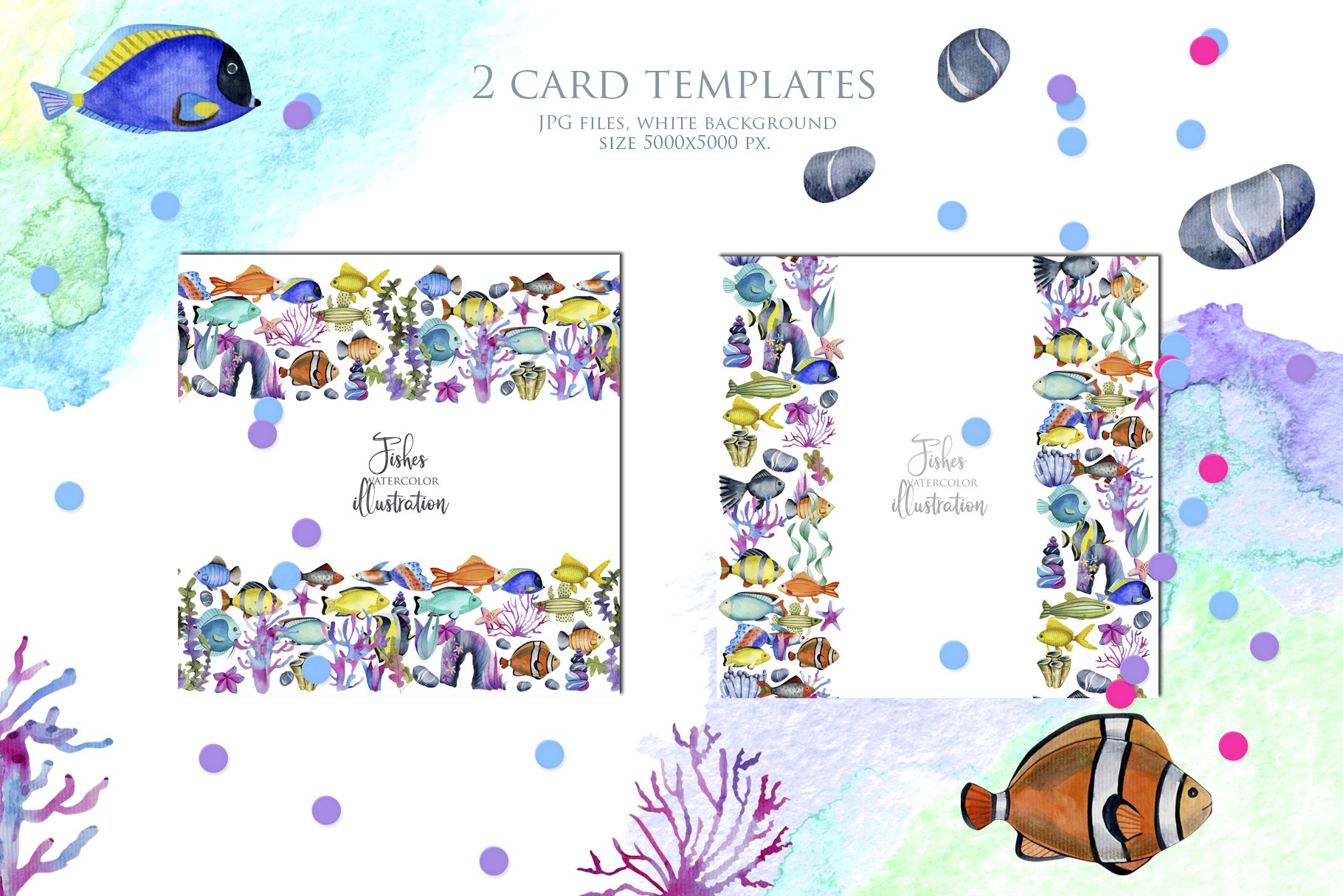 Sea life. Watercolor clip art. (210637) | Illustrations | Design Bundles