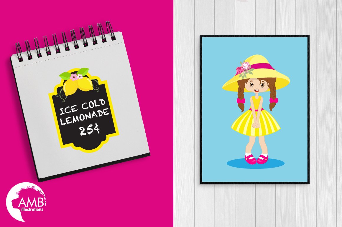 Girls Lemonade Stand cliparts AMB-890 (110093) | Illustrations | Design ...