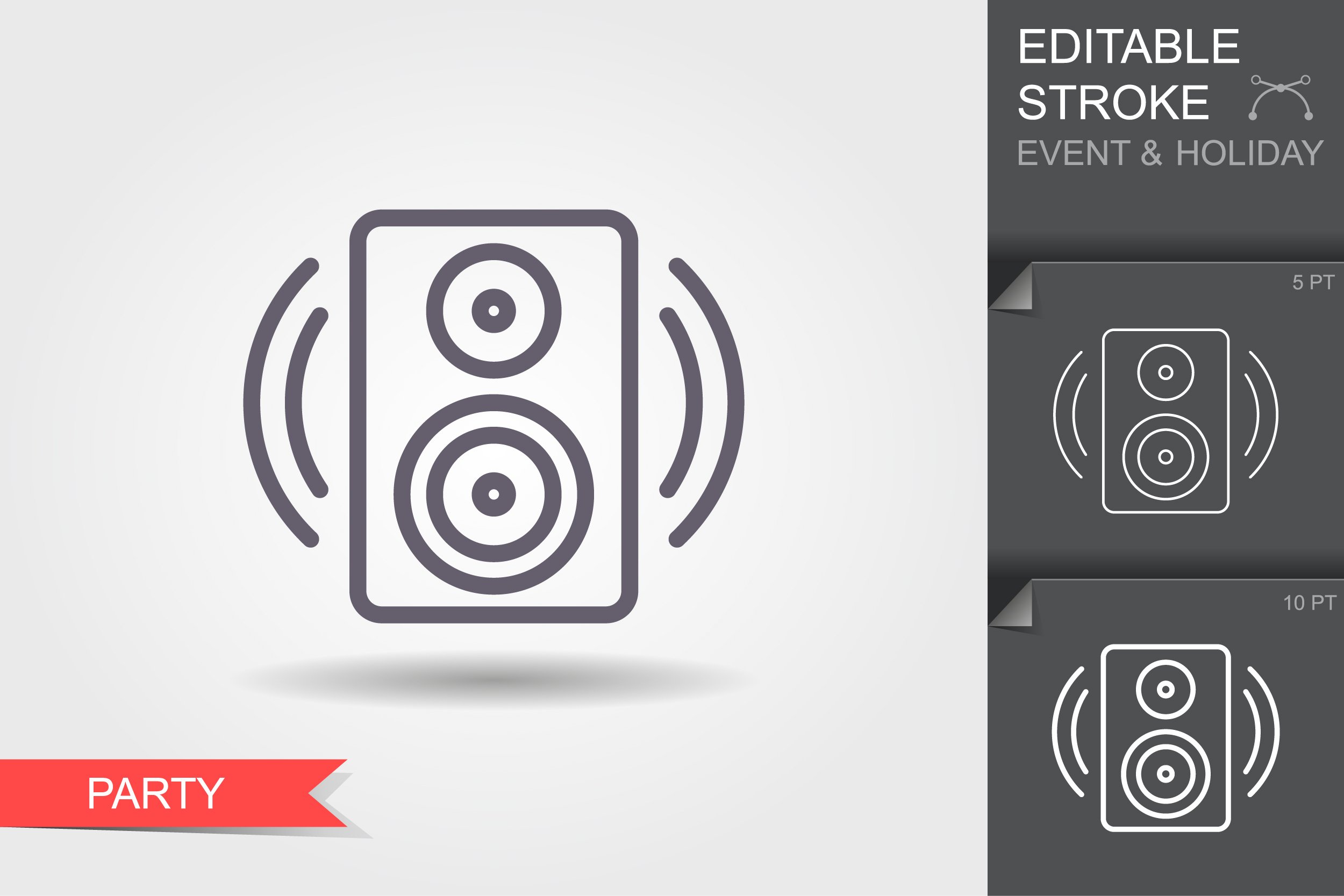 Music speaker. Line icon with editable stroke with shadow (975850 ...