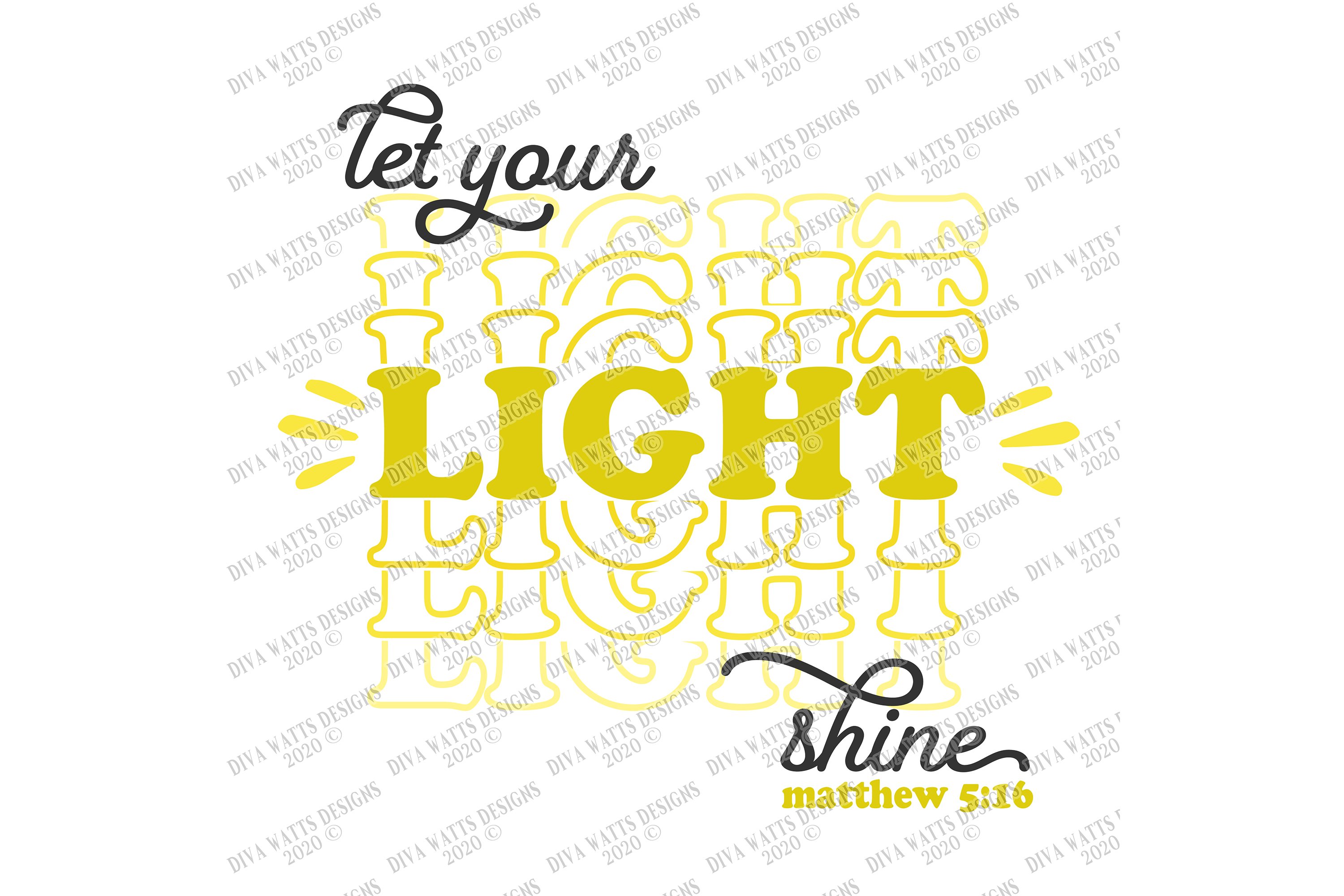 Let Your Light Shine - Christian - Stacked Mirrored Text (520080 ...