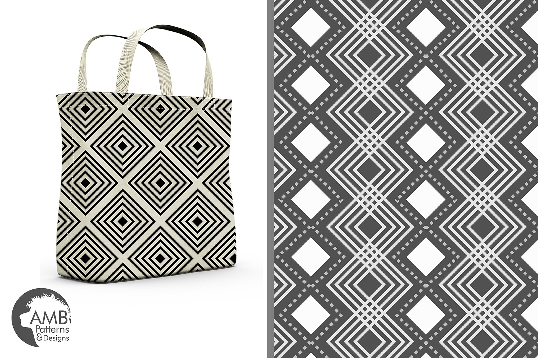 Black and White Elegance Patterns, Geometric Papers AMB-1264 (109550 ...