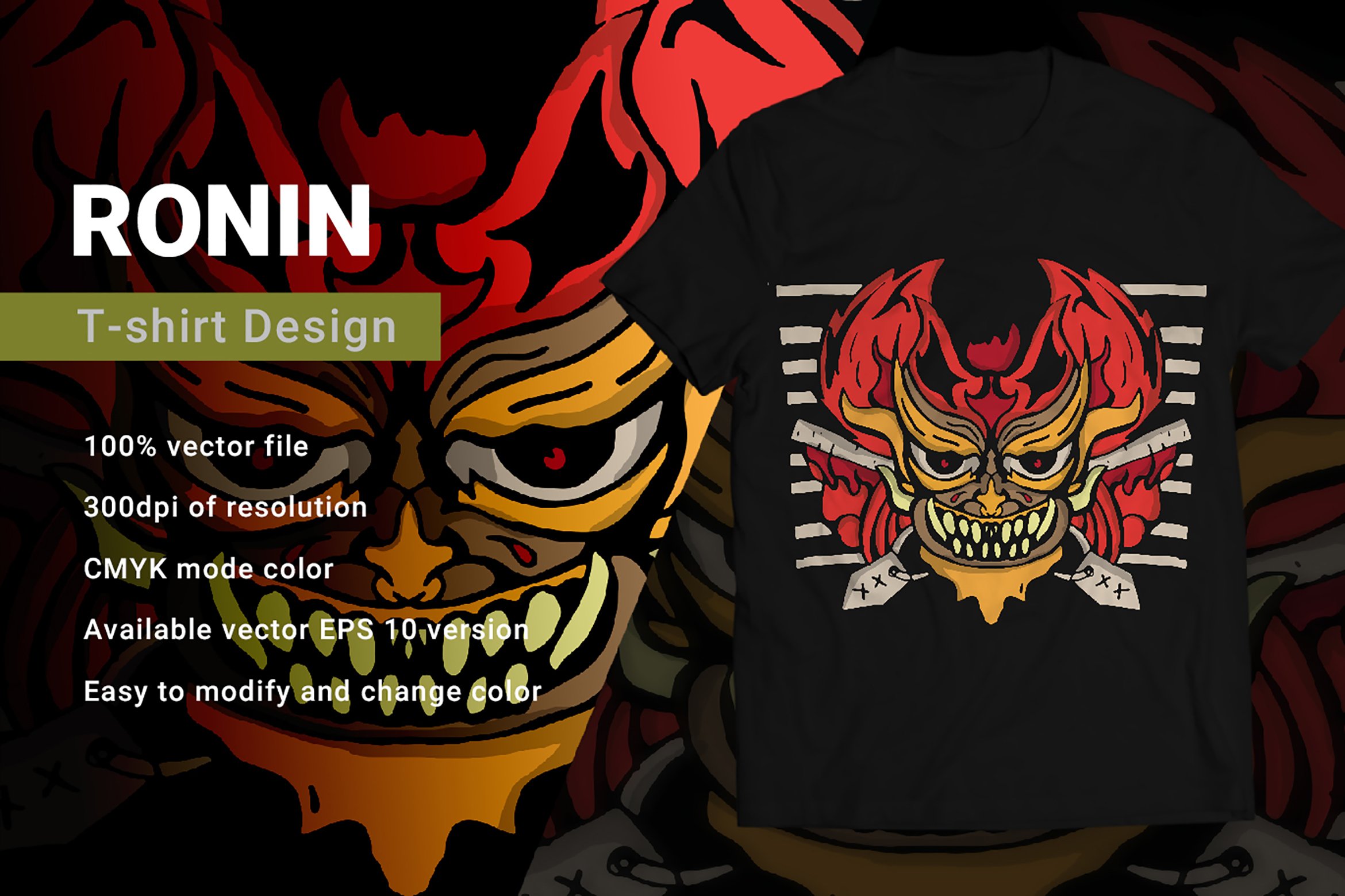 Ronin | T-Shirt Design (801287) | Illustrations | Design Bundles