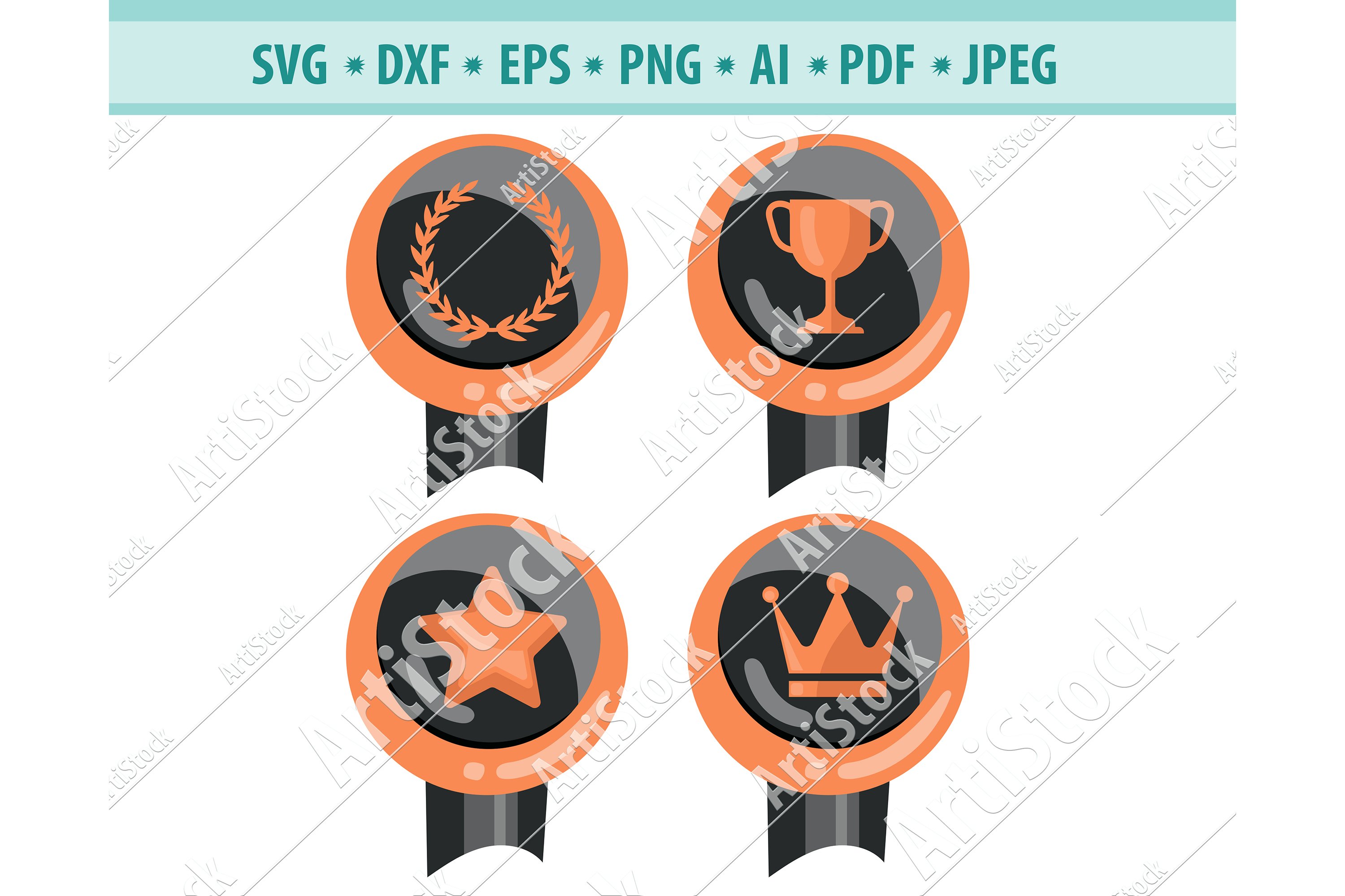 Medal with ribbon Svg, Winner svg, Png, First place Dxf, Eps (465029 ...