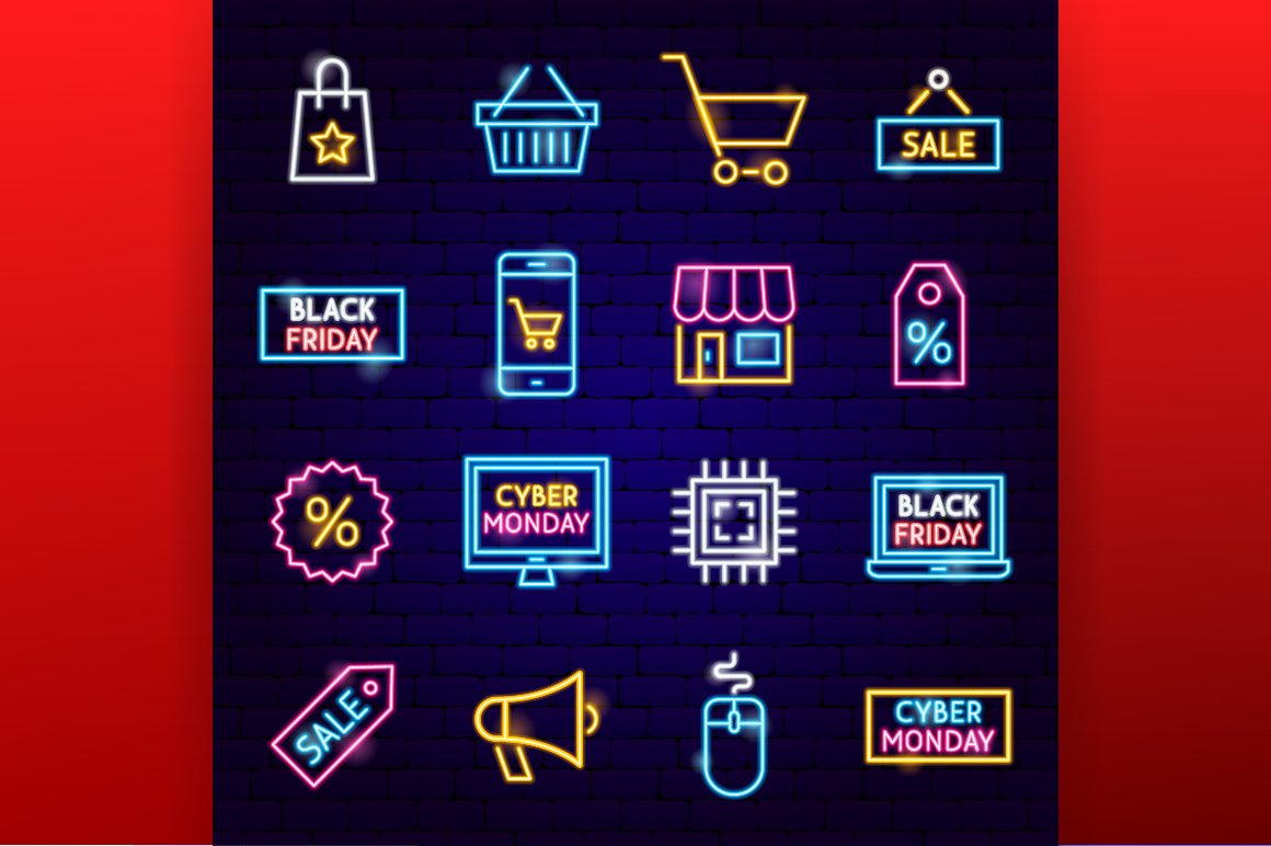 Black Friday Neon (293047) | Icons | Design Bundles