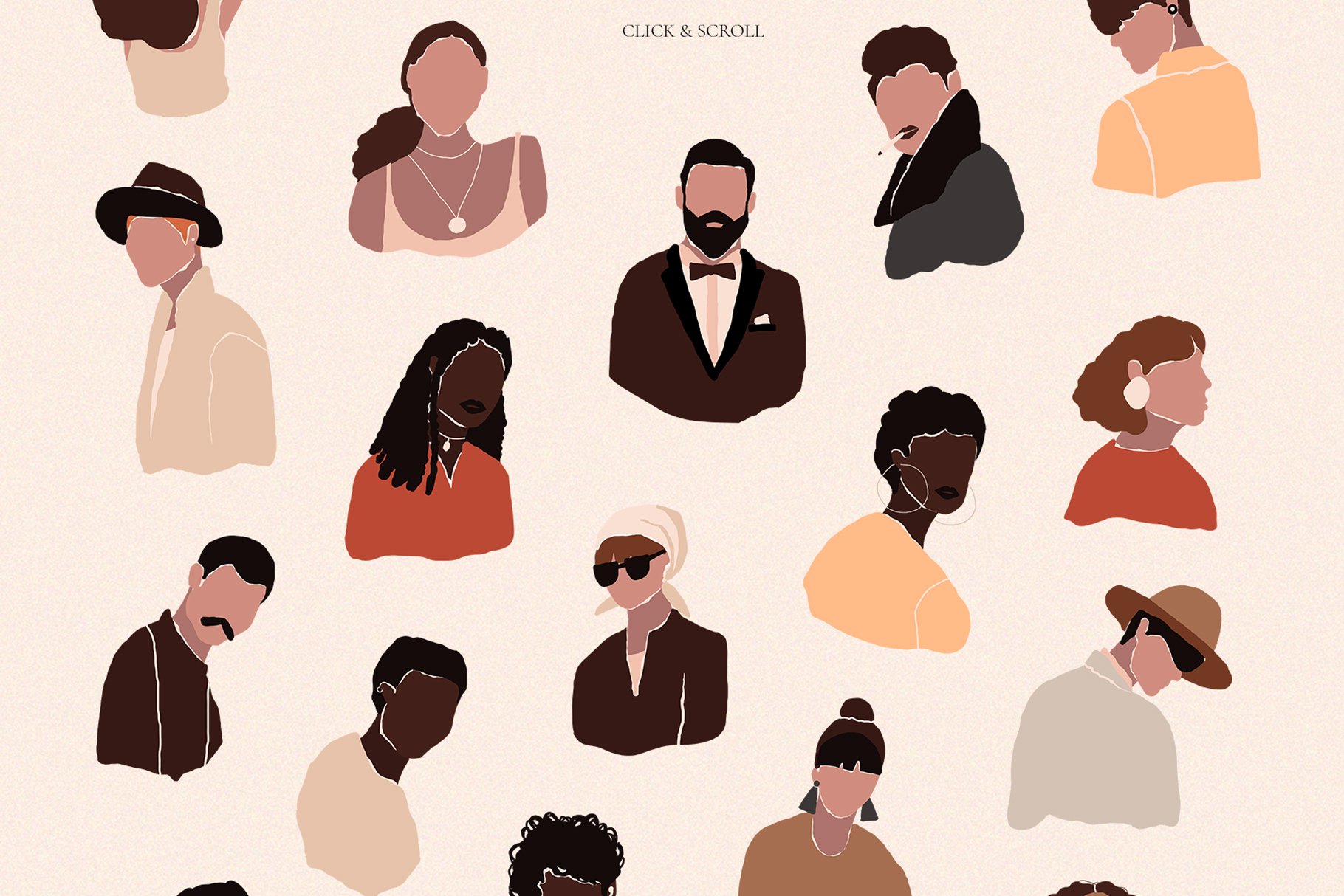 ABSTRACT PEOPLE prints modern art (519280) | Illustrations | Design Bundles