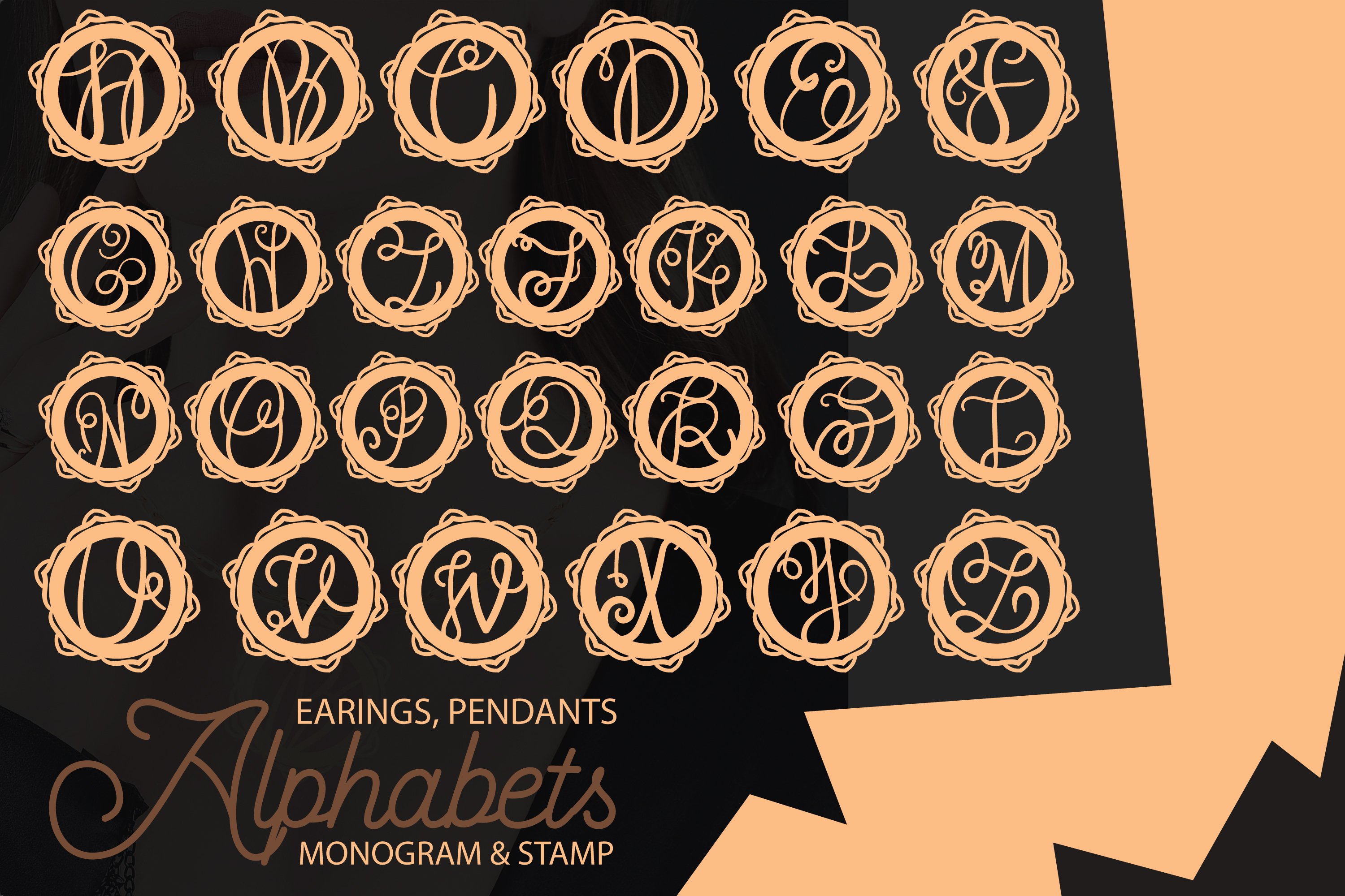 Alphabets Earrings and Pendants, Stamp, Paper Cut Template (373181 ...