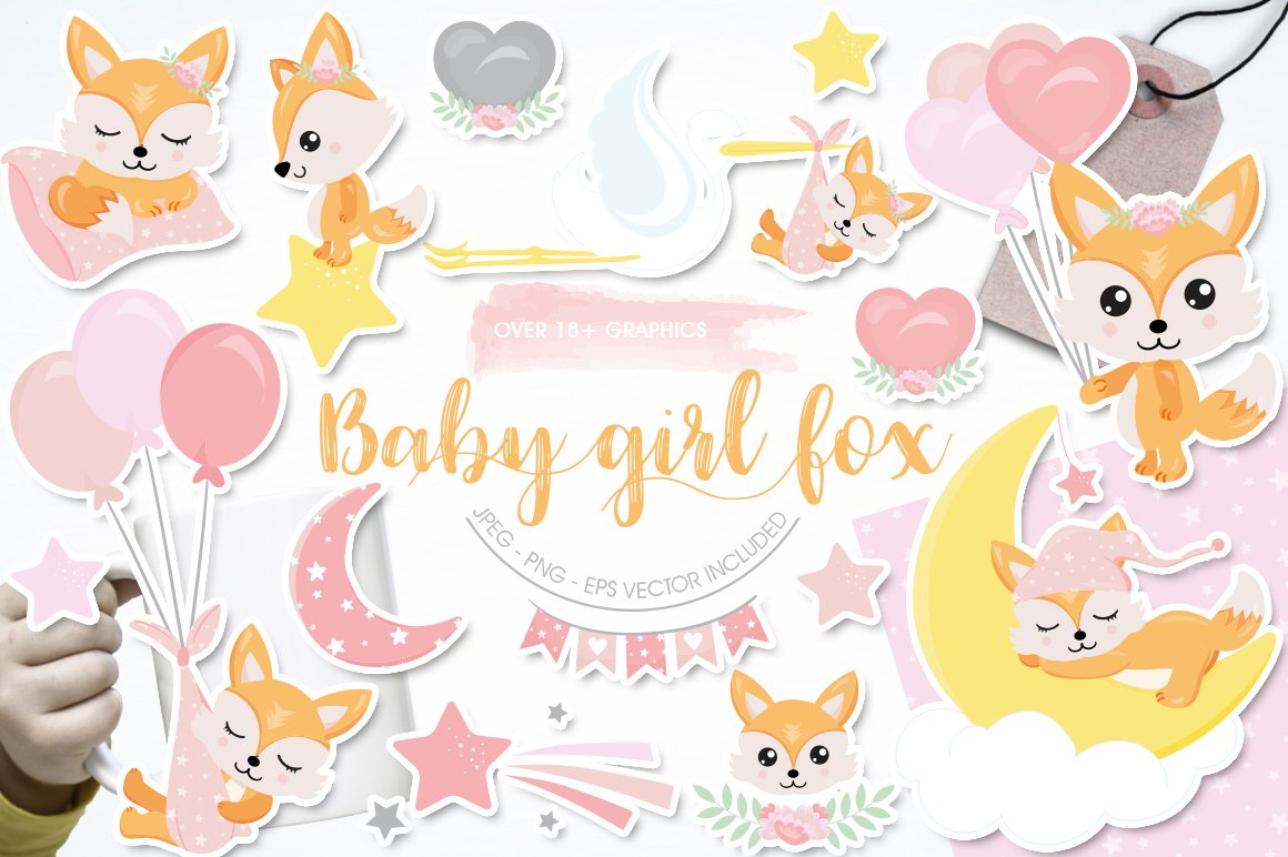 Baby Girl Fox Graphic & Illustration - Sublimation (651093 ...