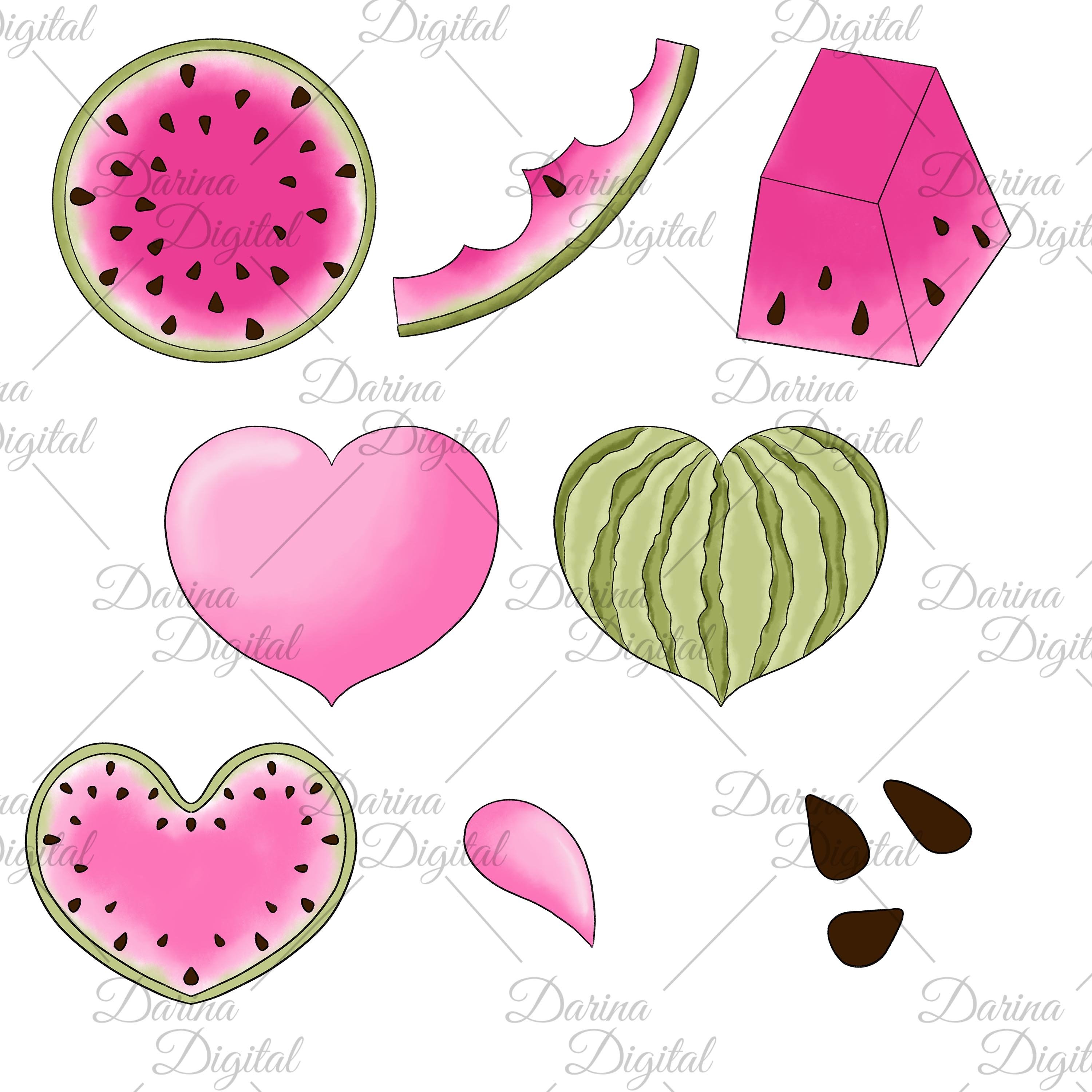 Pink watermelon clipart (672042) | Patterns | Design Bundles