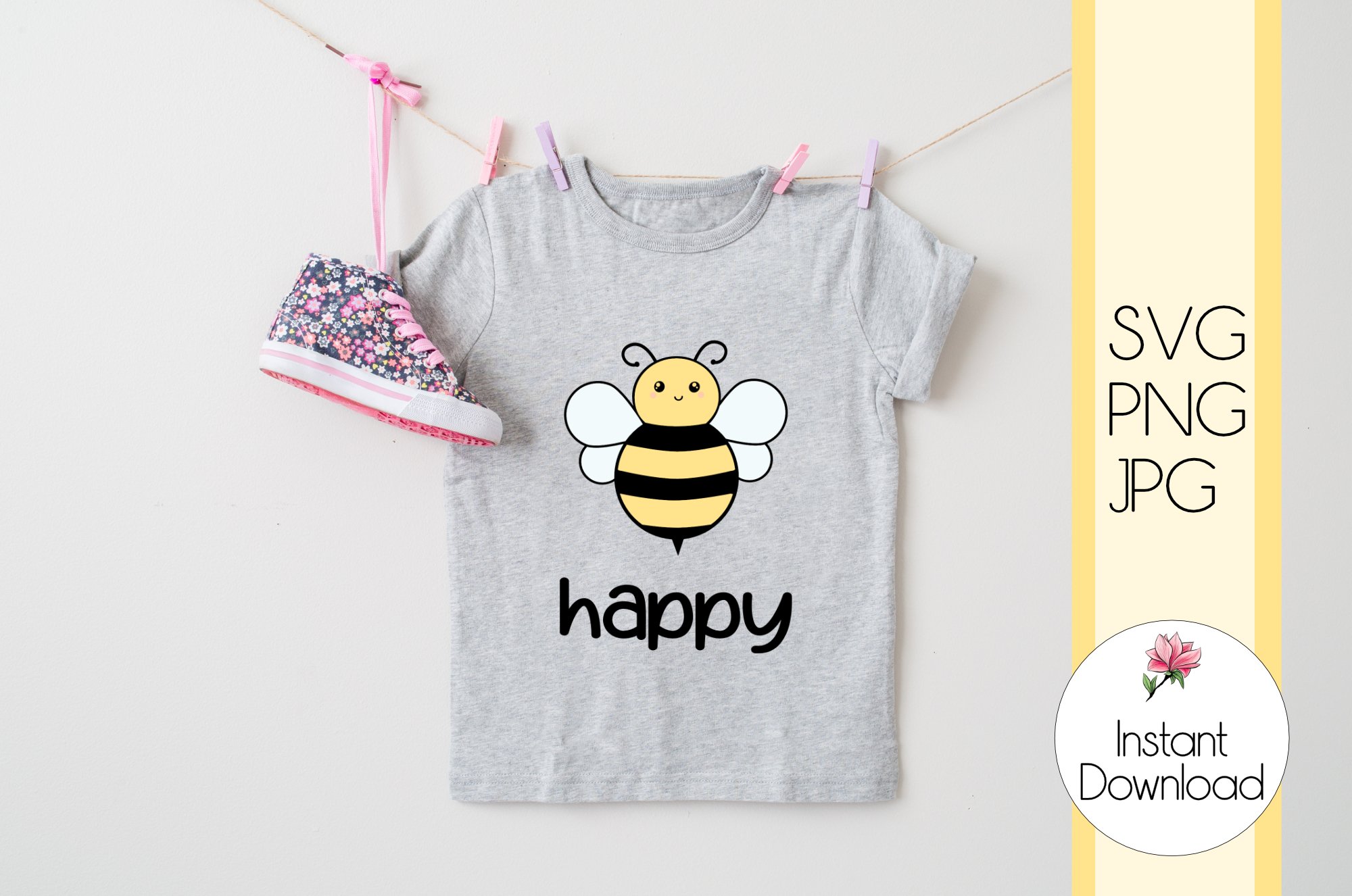 Bee Happy SVG, Bee SVG, Kawaii Bee Cut File (1145221) | Cut Files ...