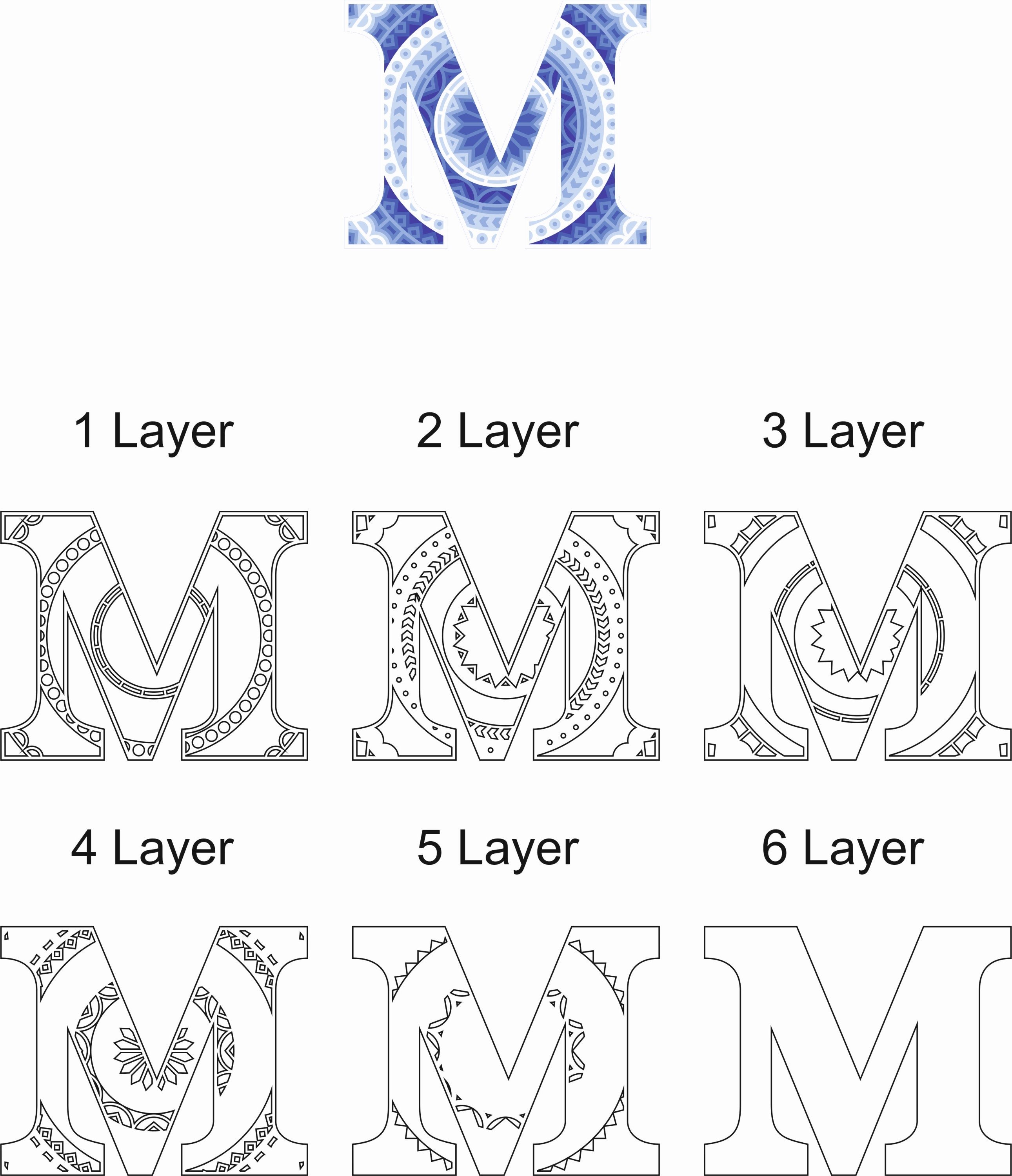 Layered Letter M, Layered letters SVG, Multilayer Letters (898062 ...
