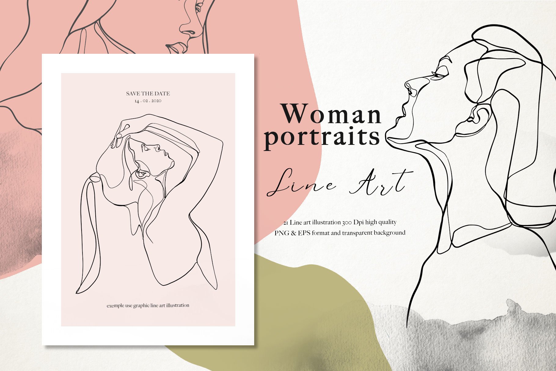 Line Art Woman Portraits (594509) | Illustrations | Design Bundles